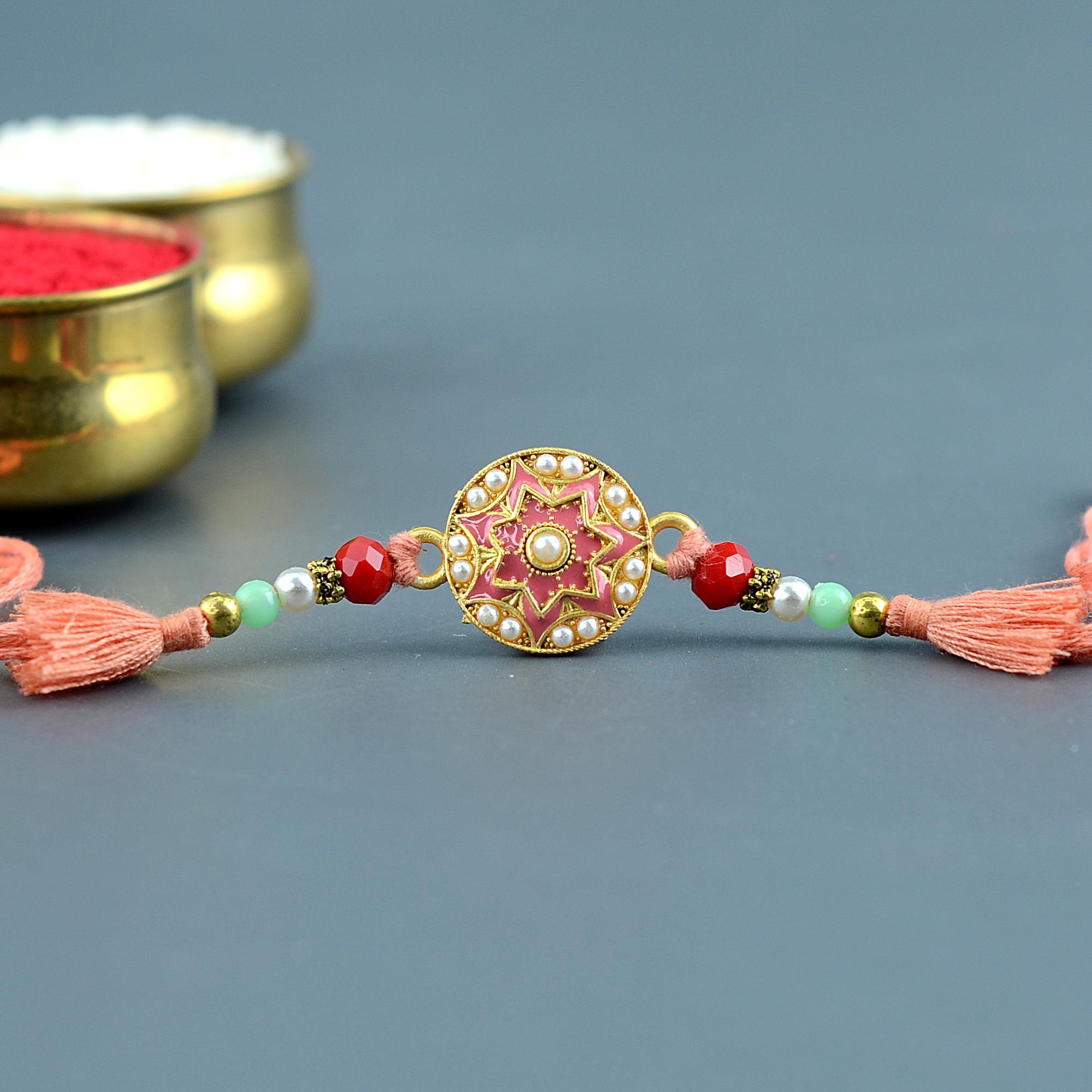 Pink Shield Rakhi FR82 | Designer Rakhi