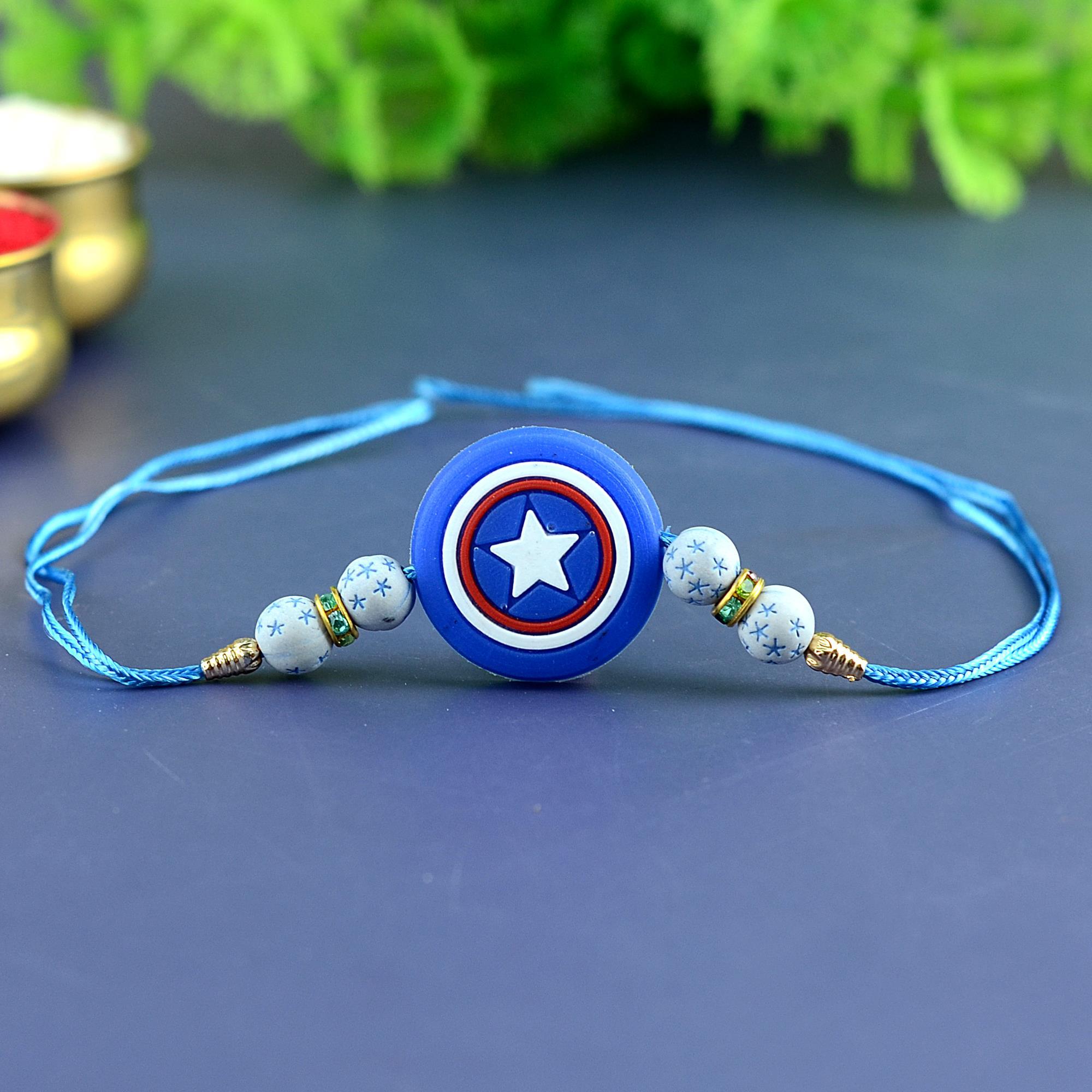 Capt America Shield Blue Rakhi | Rakhi to Faridabad