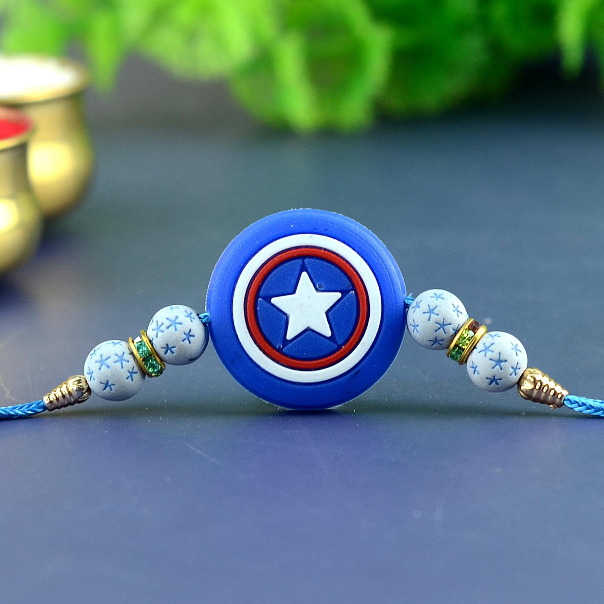 Capt America Shield Blue Rakhi | Rakhi to Faridabad