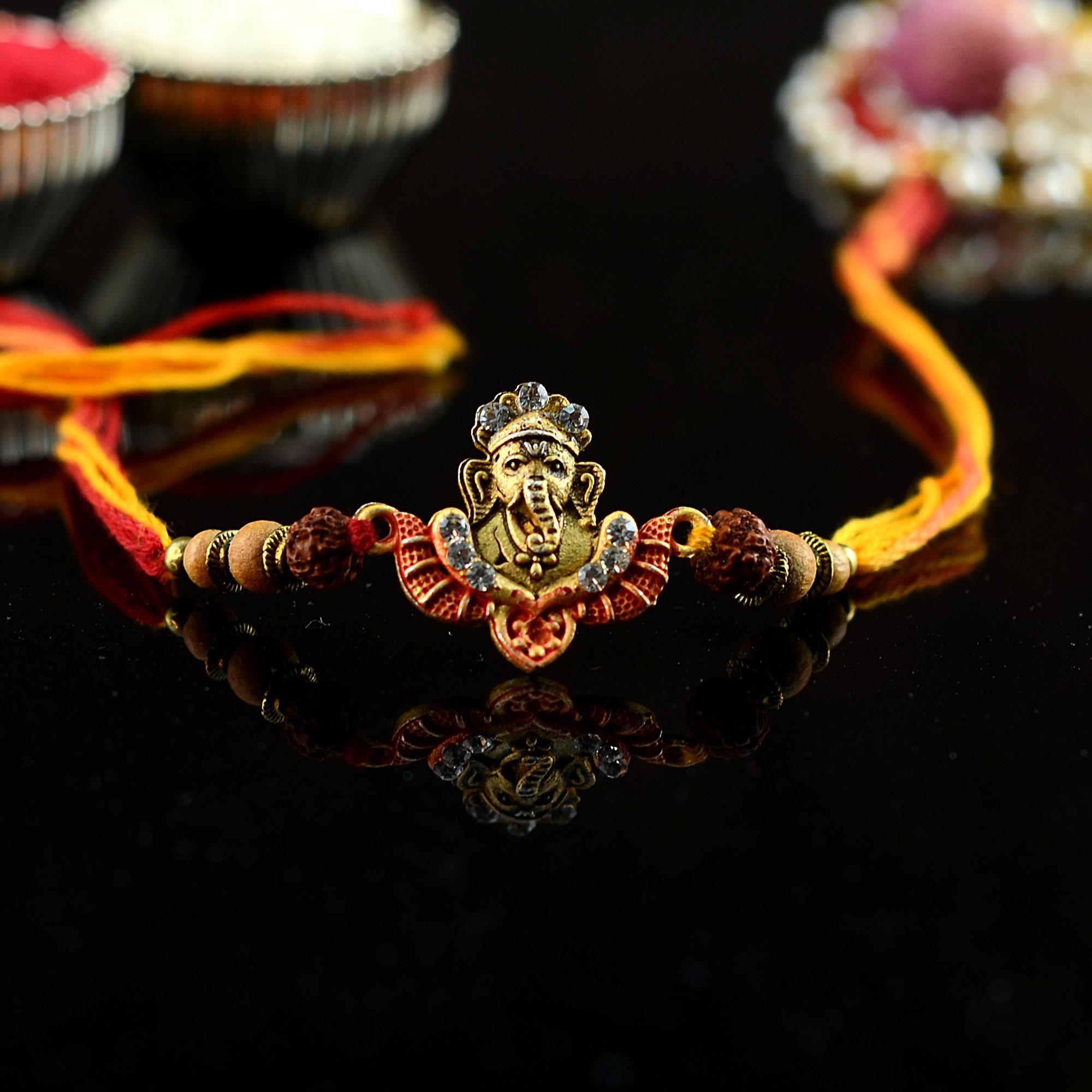 Carved Ganesh Rakhi KN17 | Ganesh Rakhis