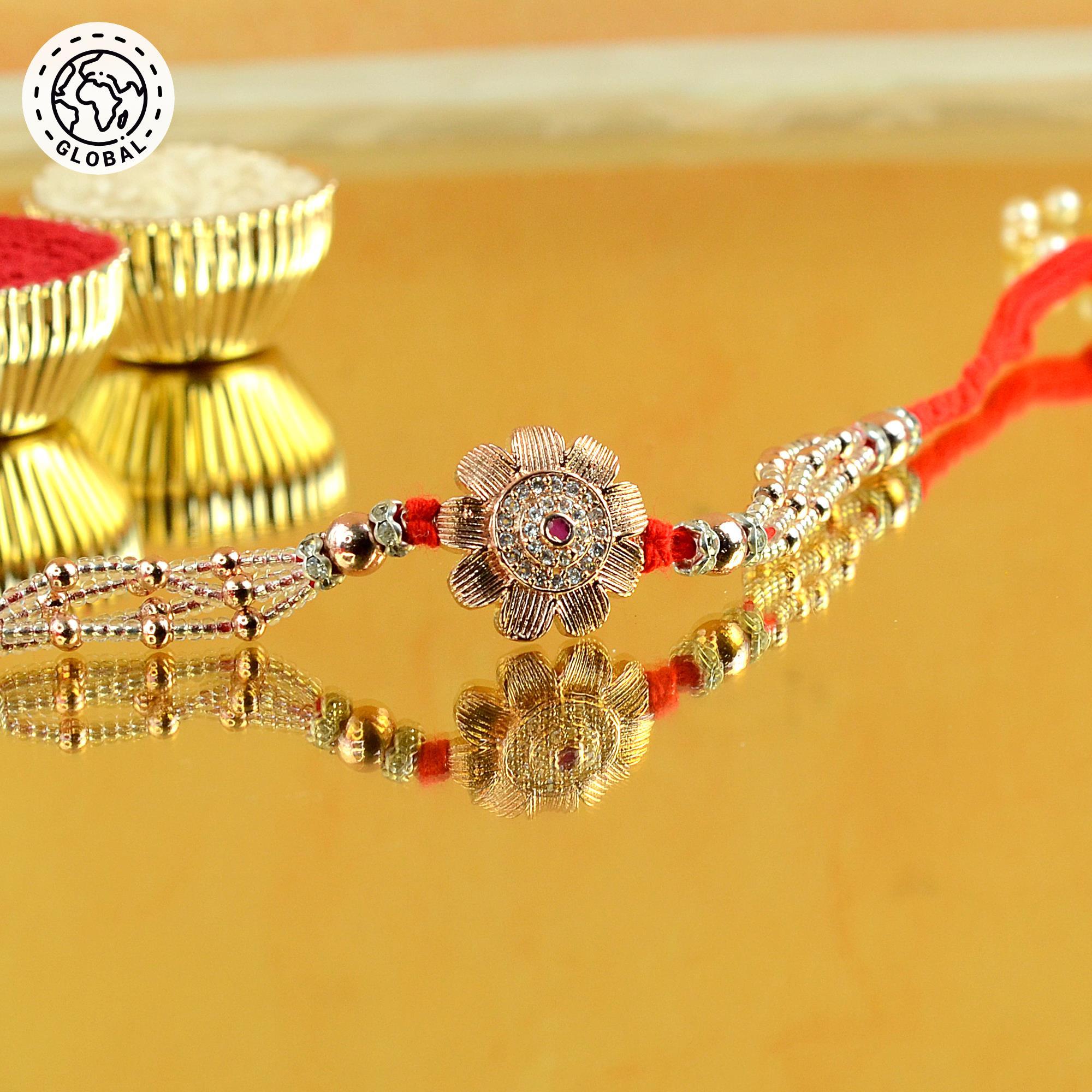 Copper Flower Rakhi Global | Designer Rakhi