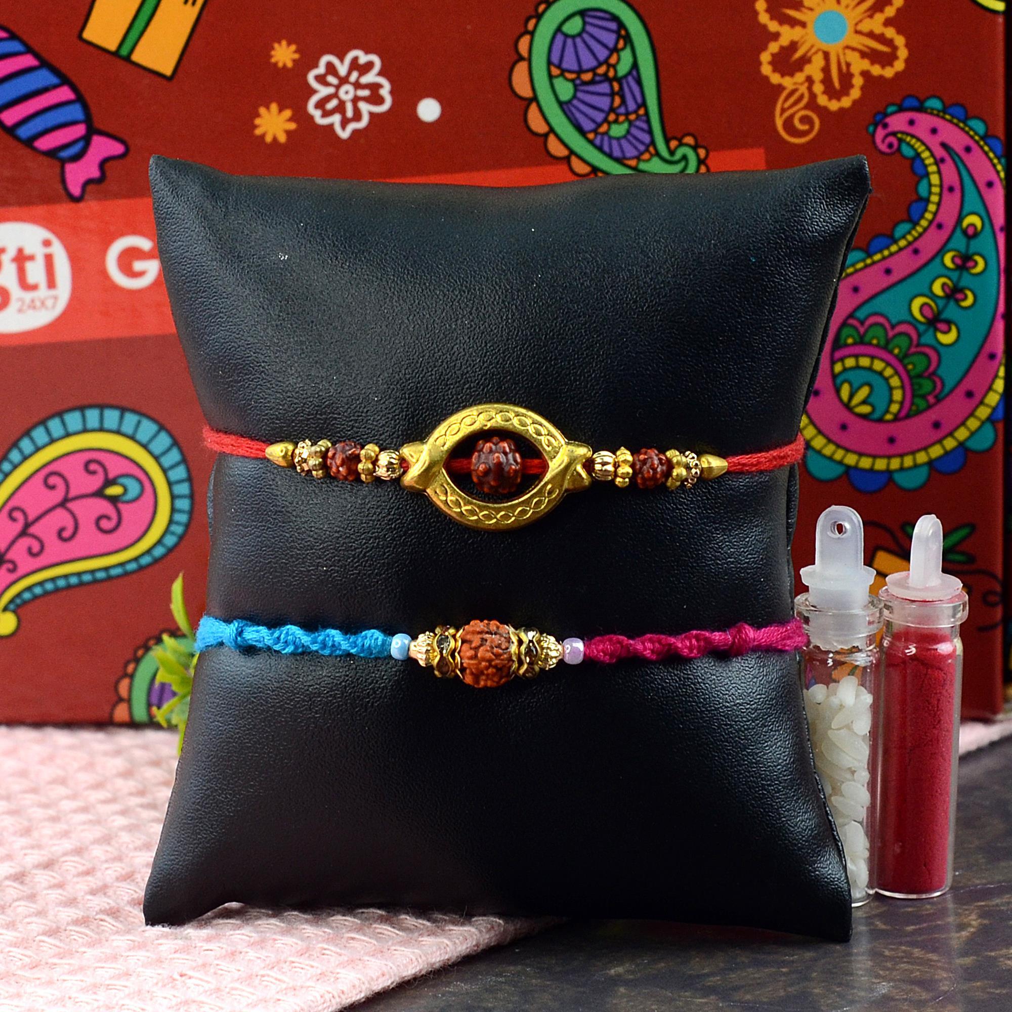 Rudraksh Rakhi Set | Set of 2 Rakhis