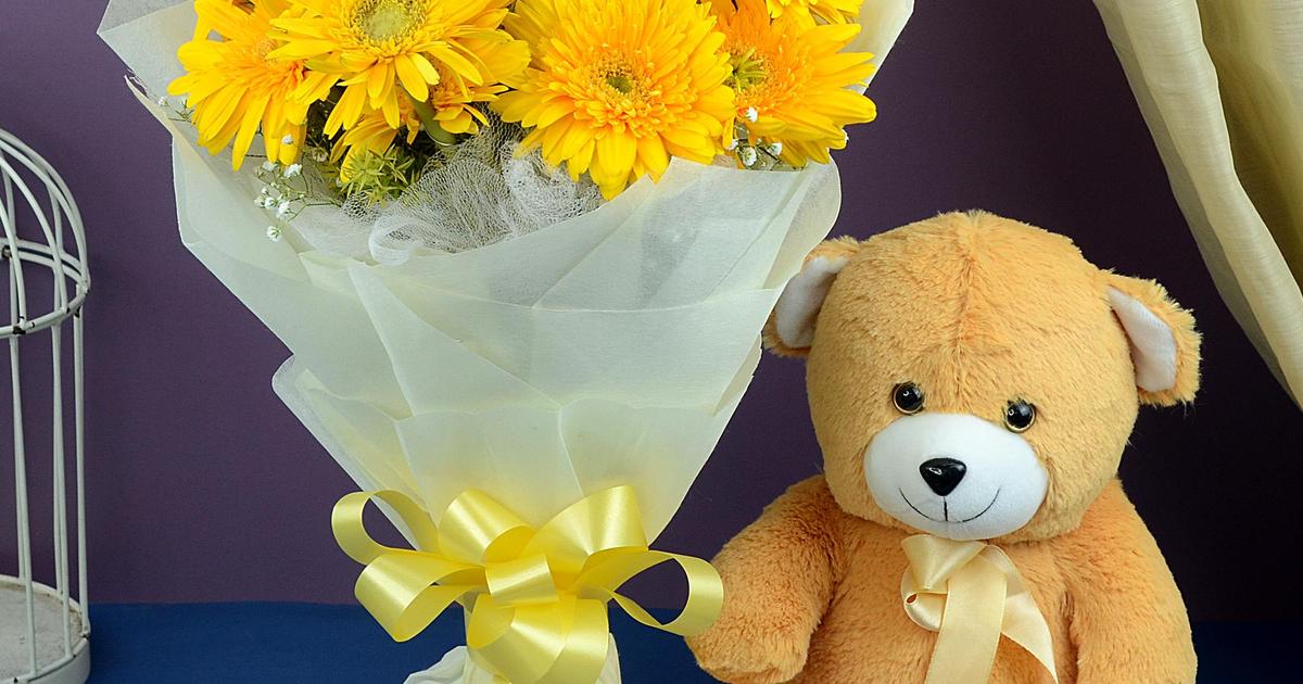 The Sunshine Hamper | Flower & Teddy Hamper