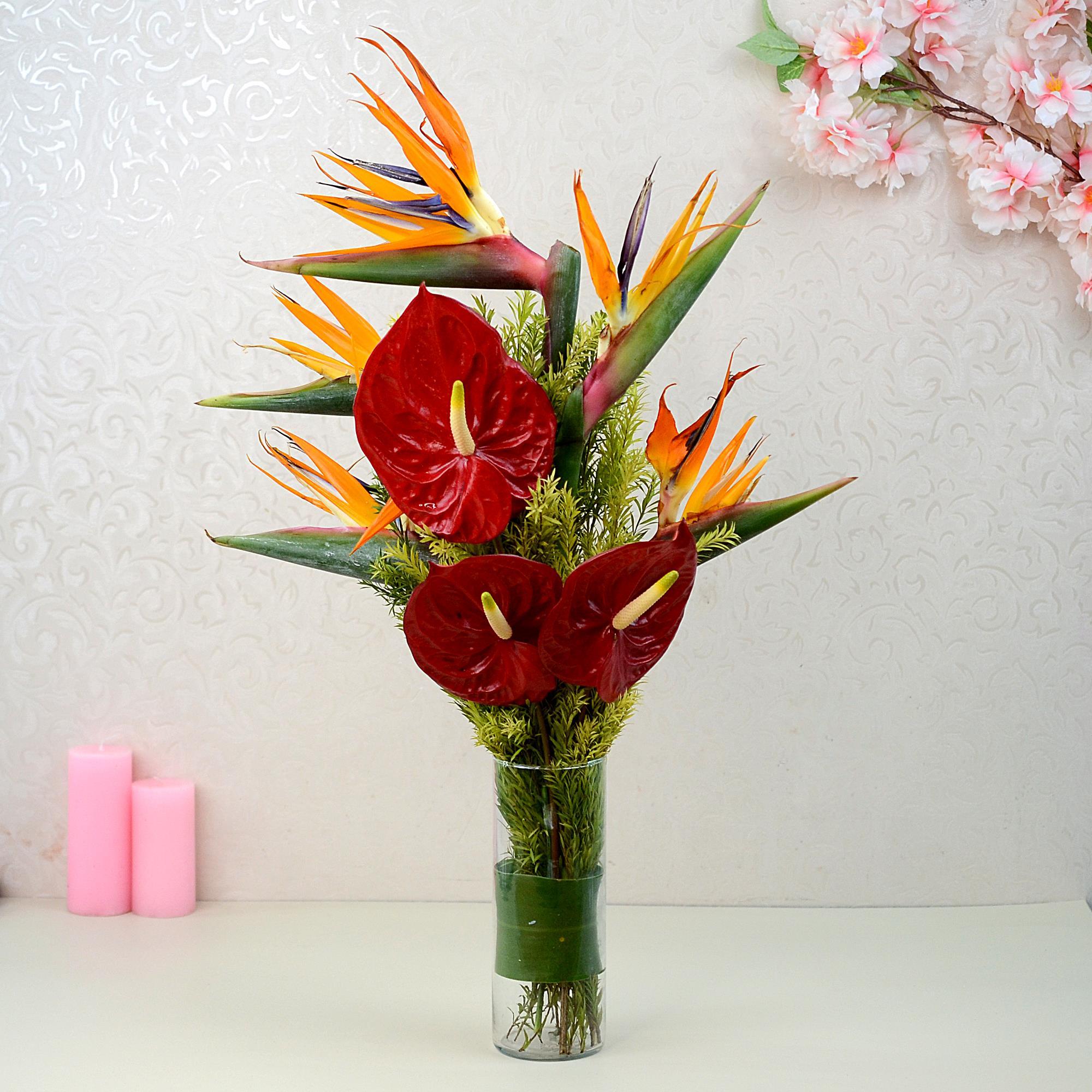 Exotic Blooms in vase | Assorted Flowers