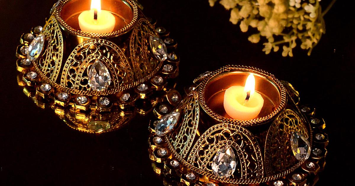 Stone Studded Diwali Diya | Diwali Diyas