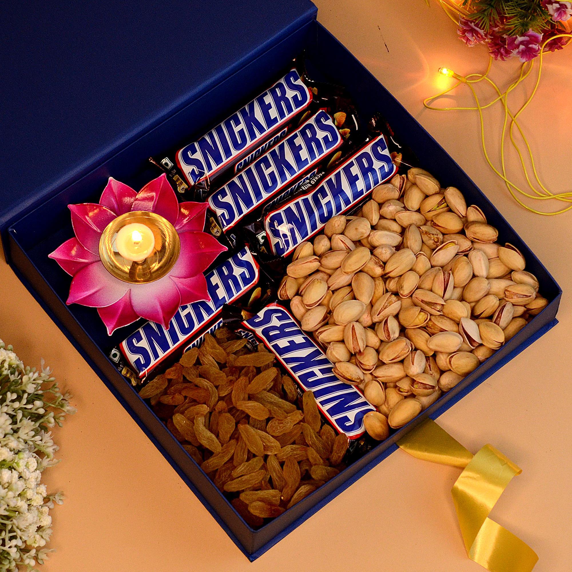 Snickers & Dry Fruits Gift Box | Diwali Hampers