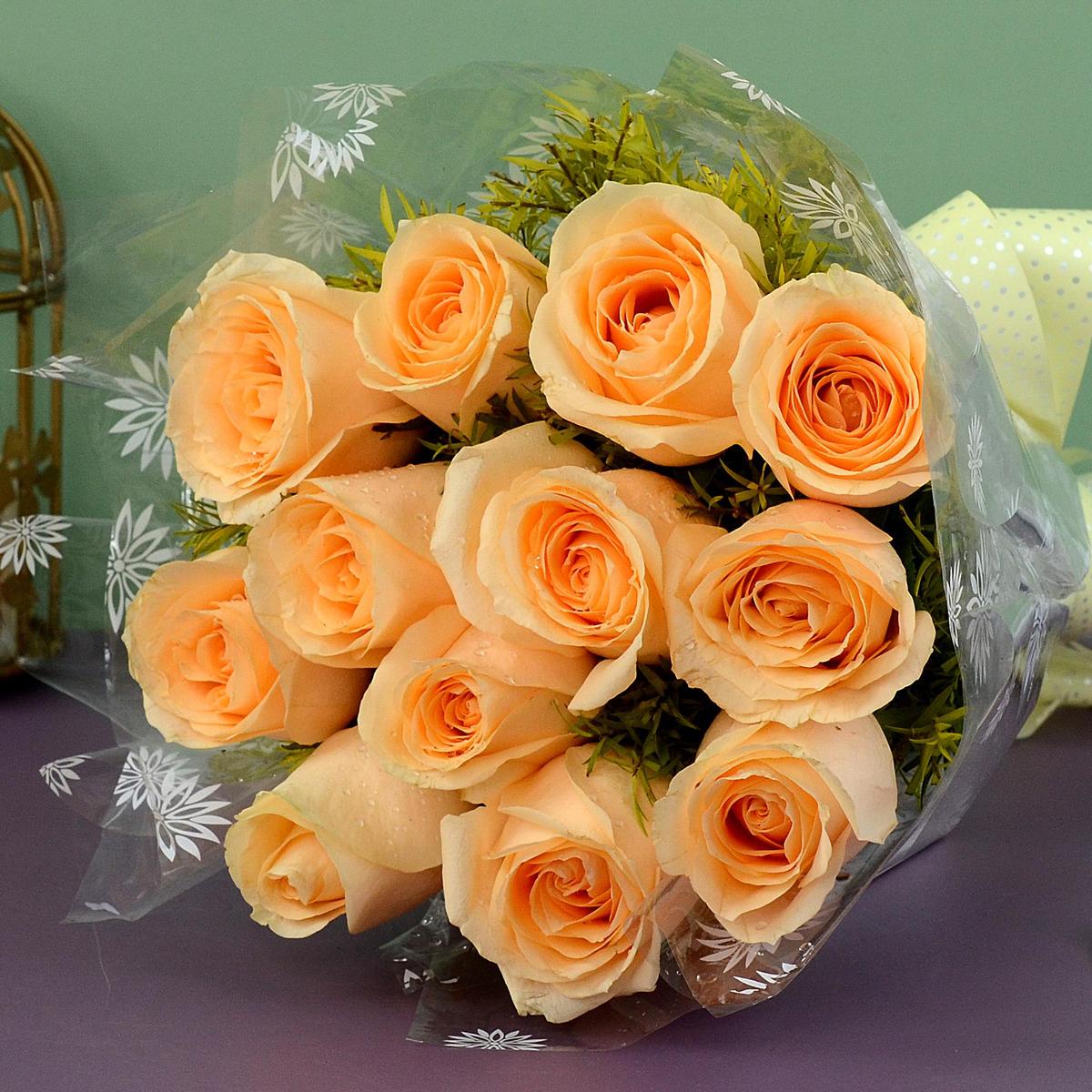 Pretty Peach Roses Bouquet | Eid Flowers