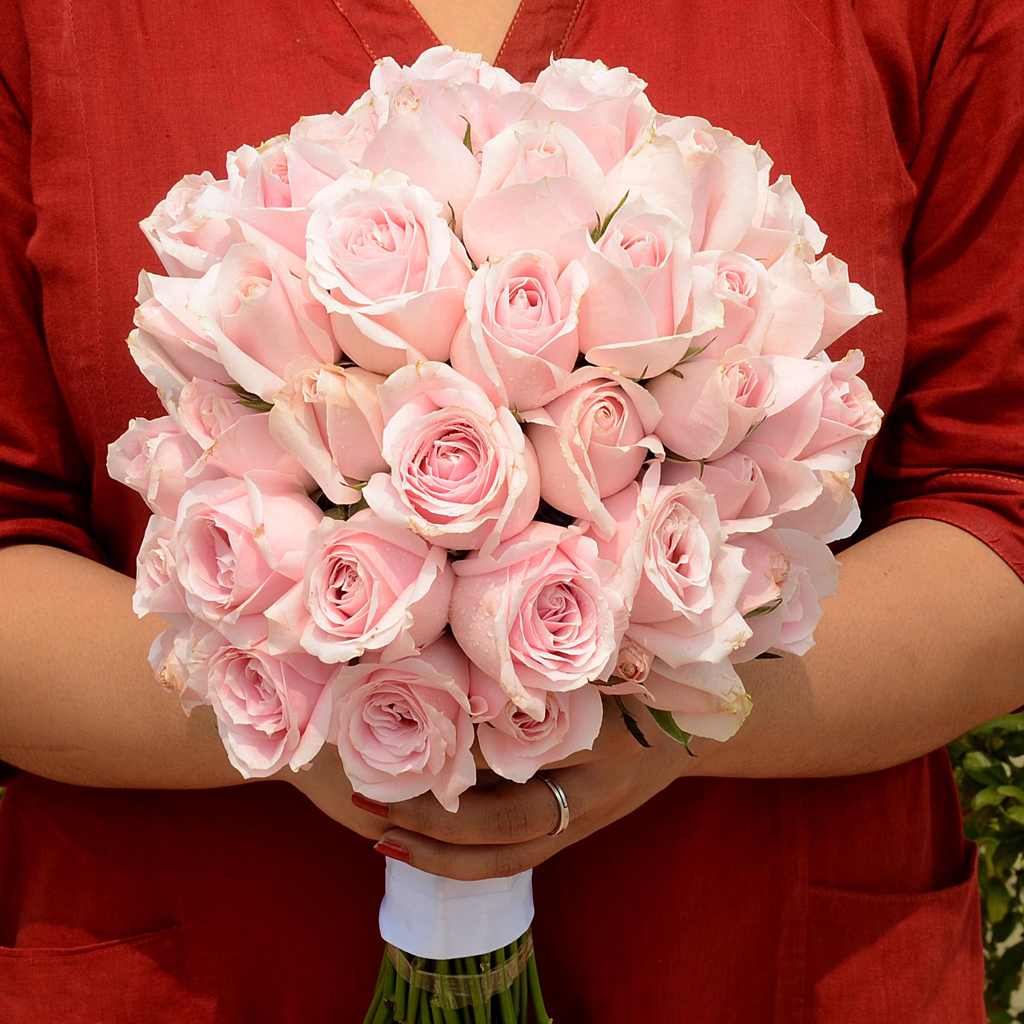 Pristine Pink Roses Bouquet , Flowers for Birthdays