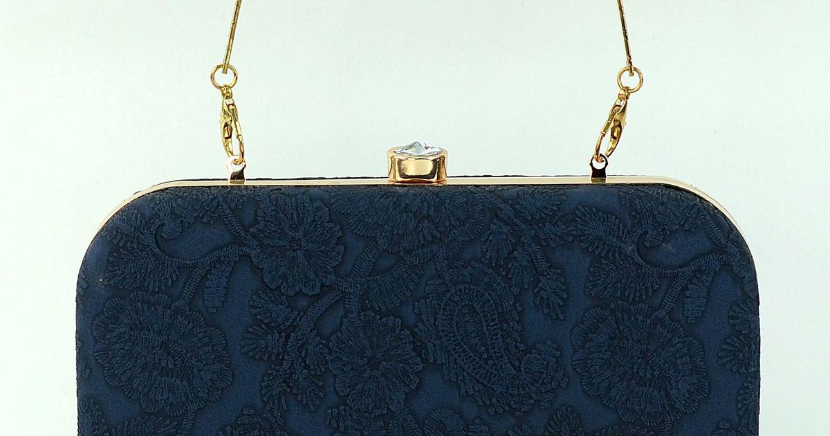 Designer Embroidered Blue Clutch | Clutches
