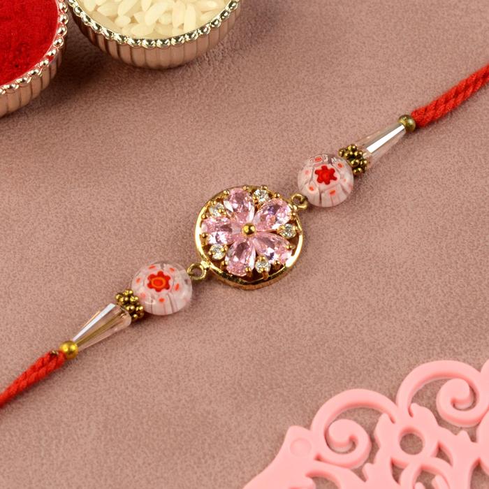 Round Crystal Shield AD Rakhi | Stones Rakhi