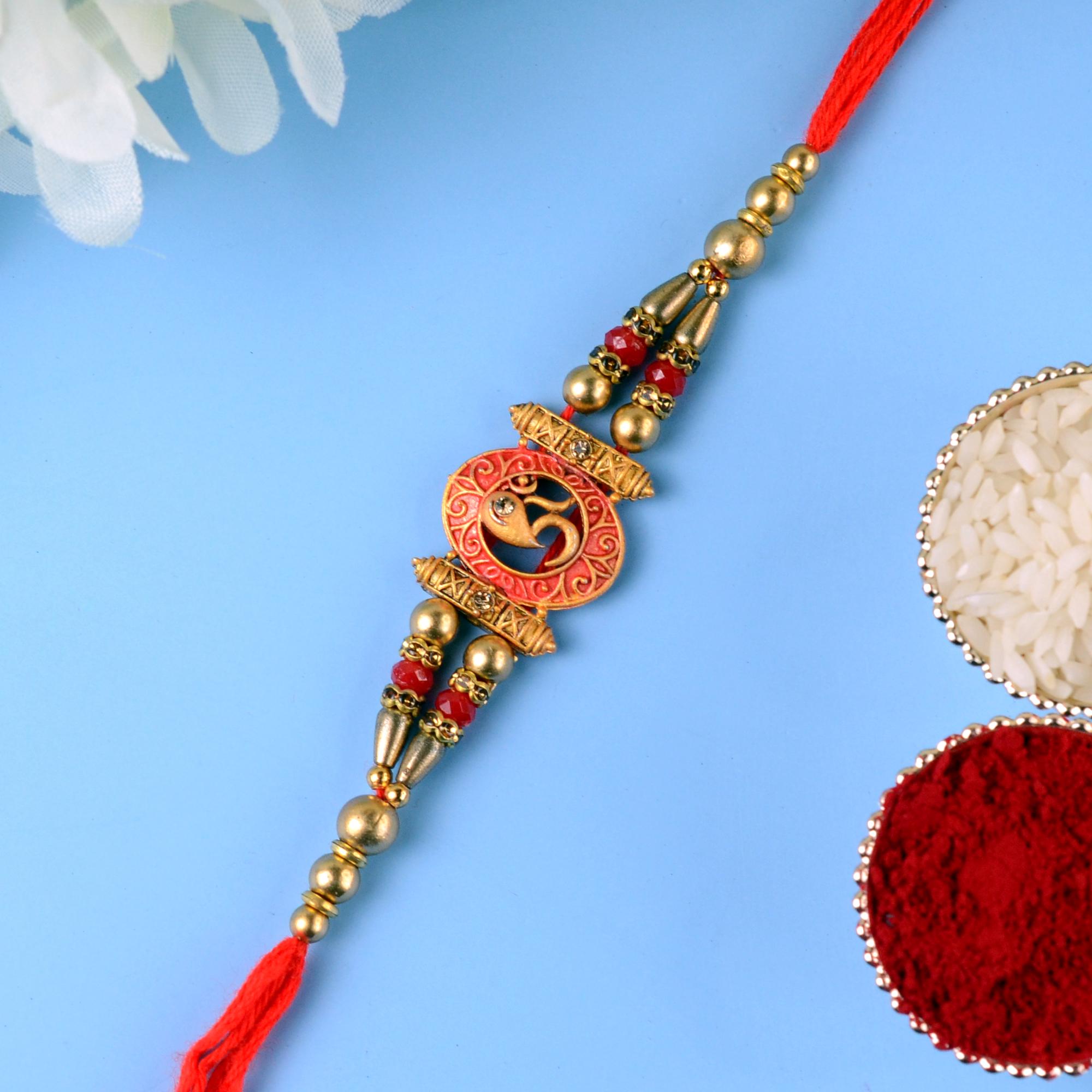 Orange Ganesh Om Rakhi | Rakhis