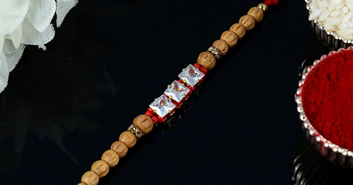 Triple Square CZ Rakhi | Rakhi Dori