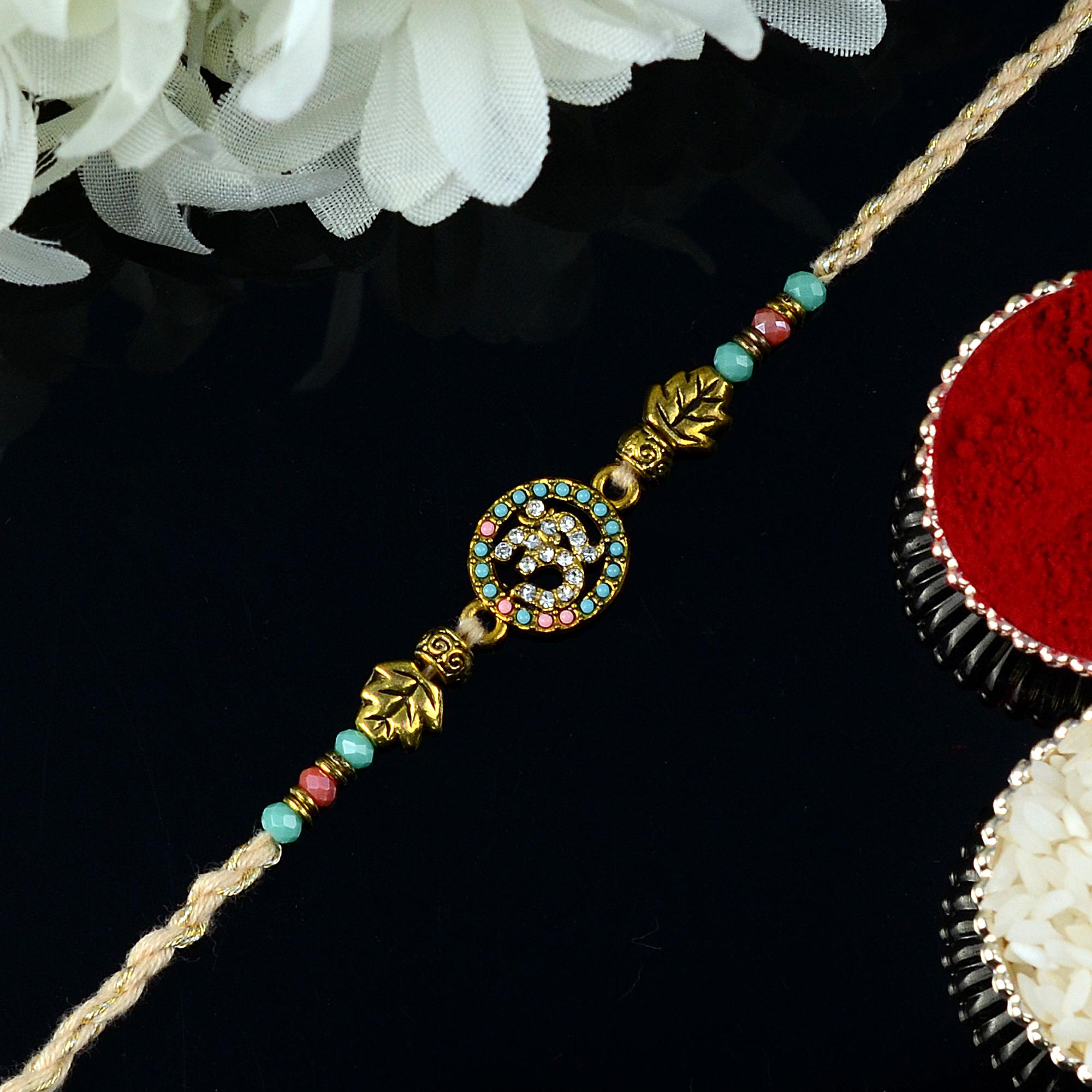 Crystal Om Pastel Rakhi | Rakhi to Mohali