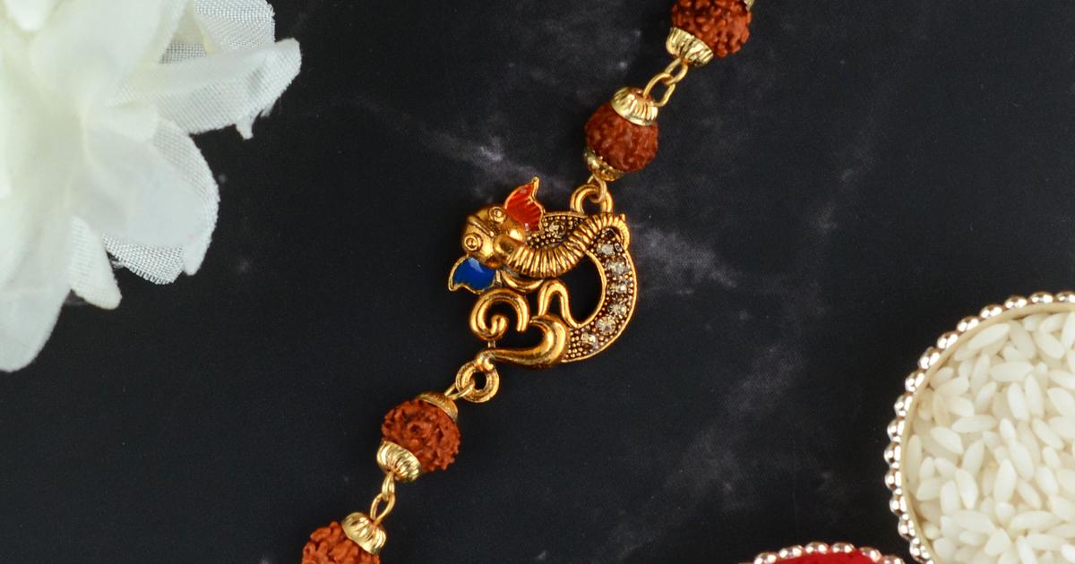 Ganesh-Om Rudraksh Chain Rakhi | Ganesh Rakhis