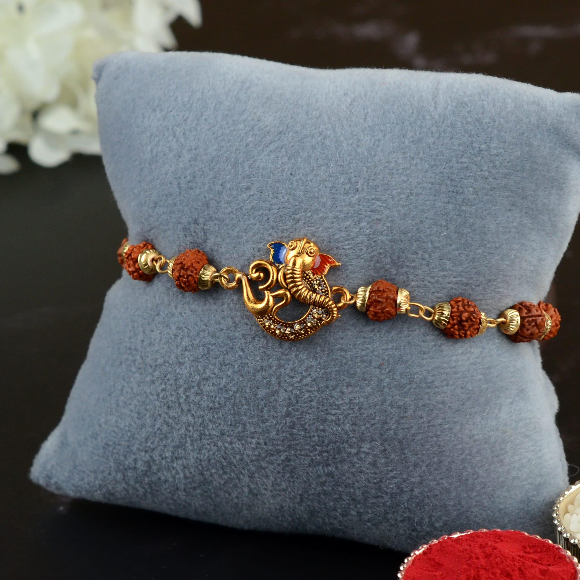 Ganesh-Om Rudraksh Chain Rakhi | Ganesh Rakhis