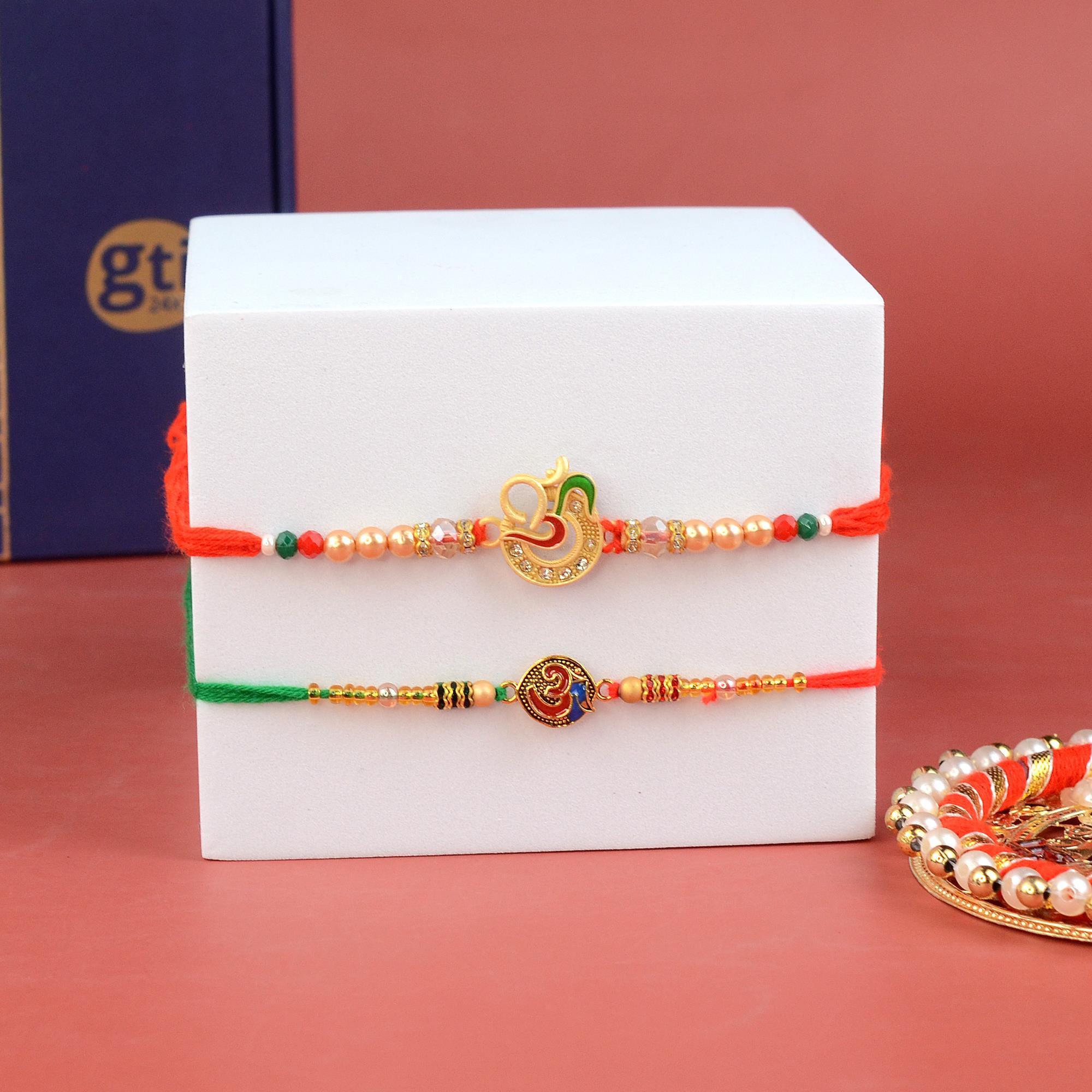 Resin Om Rakhi Set 108 | Rakhi Hampers