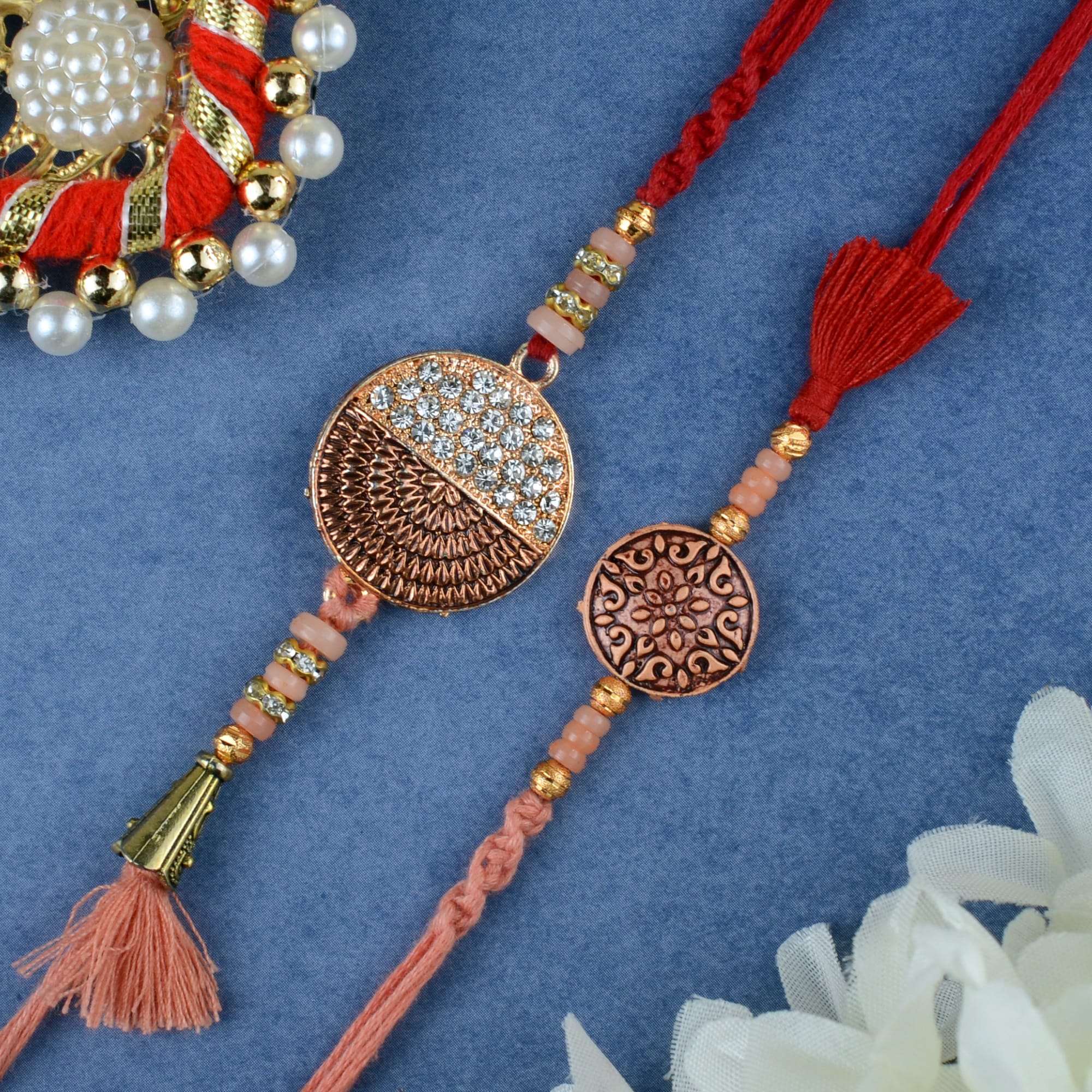 Rose Gold Rakhi Set | Set of 2 Rakhis