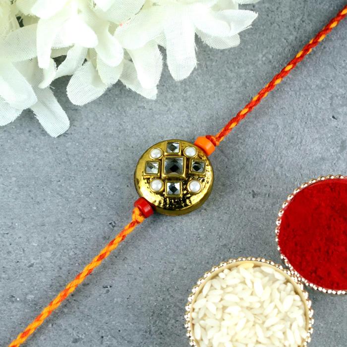 Zardosi on Colored Braids Rakhi | Designer Rakhi