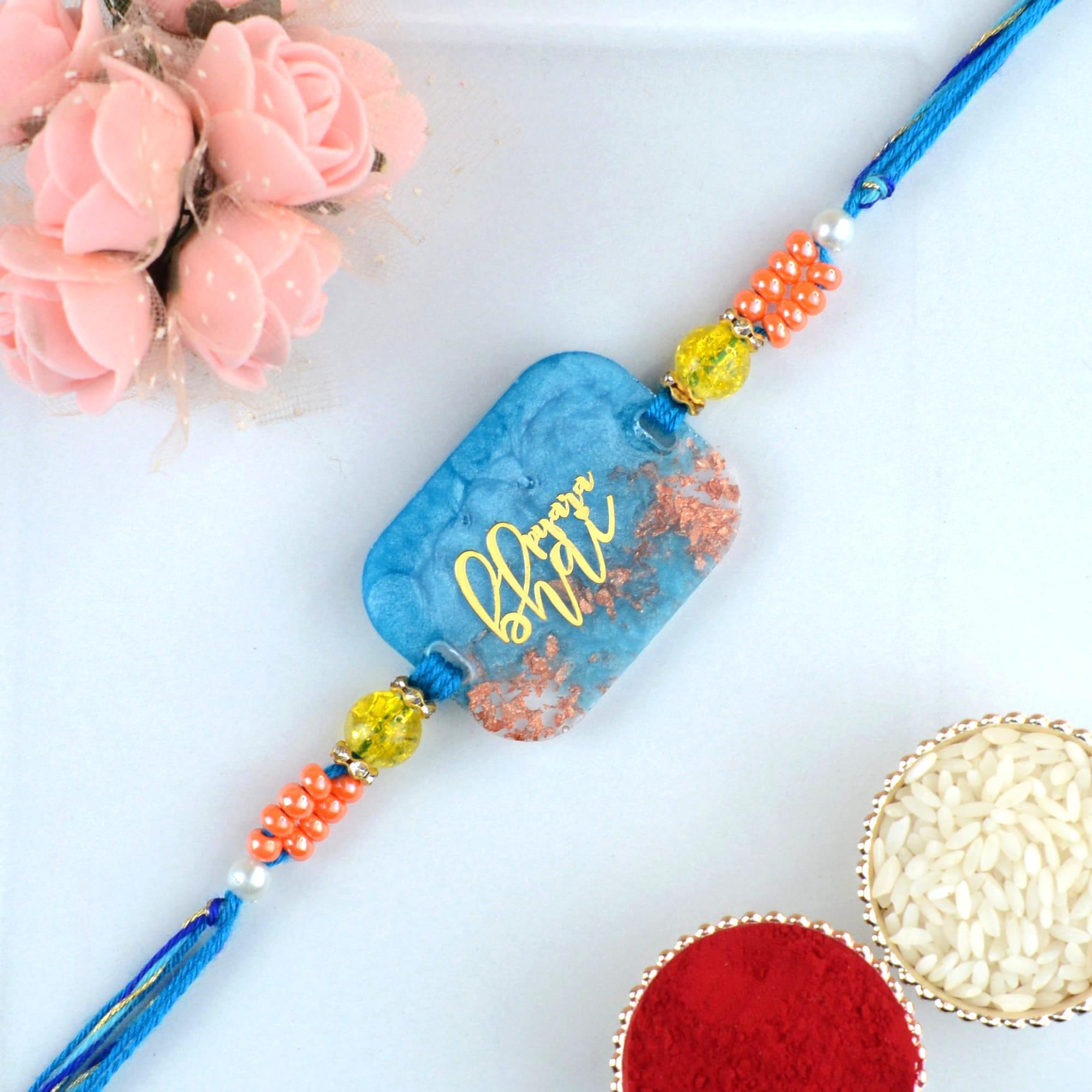 Blue Resin Rakhi Pyara Bhai | Unique Rakhi