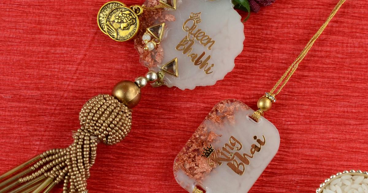 Royal Resin Lumba Rakhi Set RR571 | Lumba & Rakhi