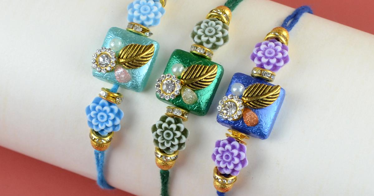 Square Design Rakhi Set of 3 705 | Set of 3 Rakhis