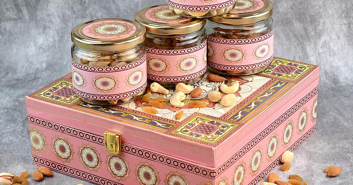 Pretty Pink Dry Fruit Hamper | Dry Fruit Hampers, Diwali