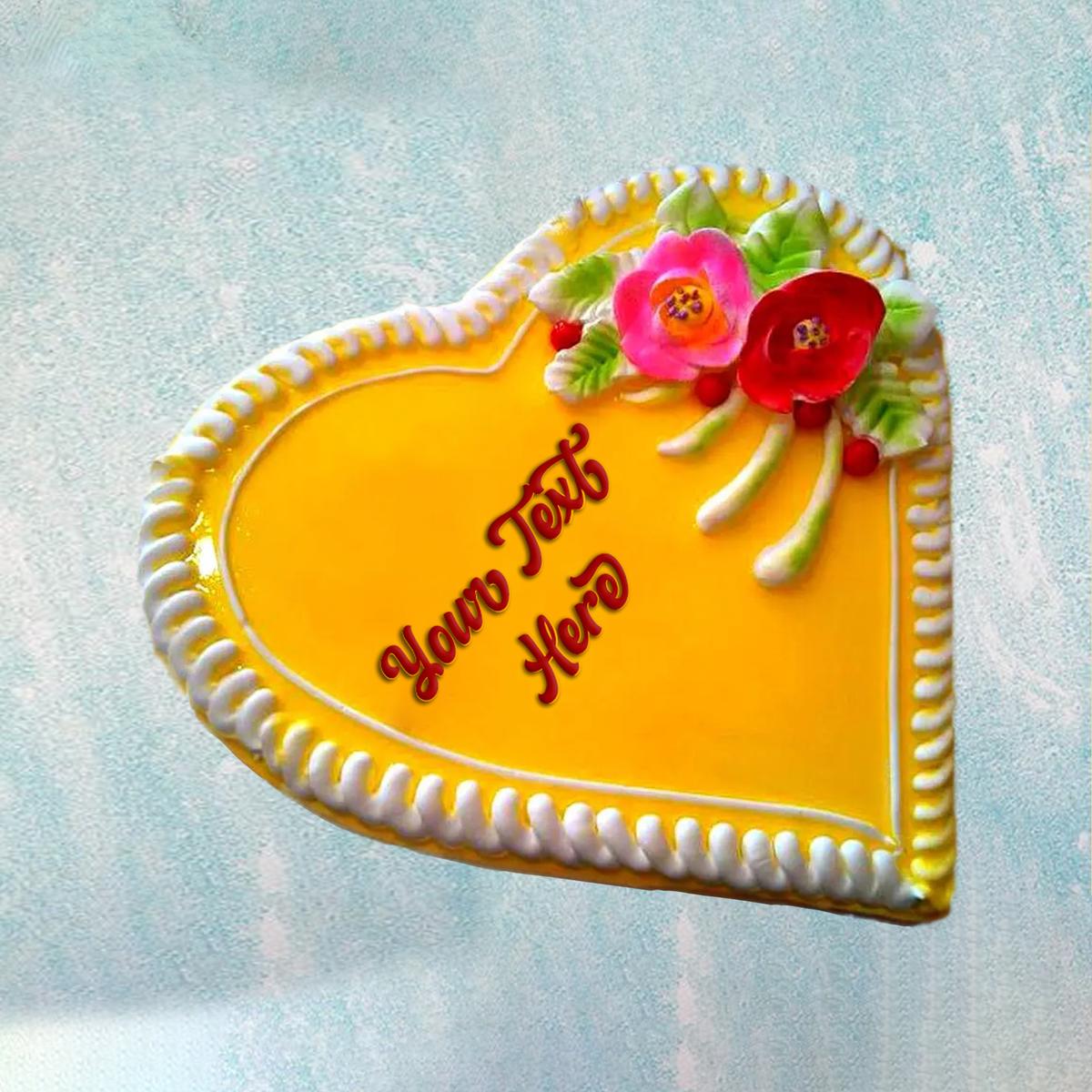 Heart Shape Anniversary Mango Cake - 1kg | Anniversary Cakes