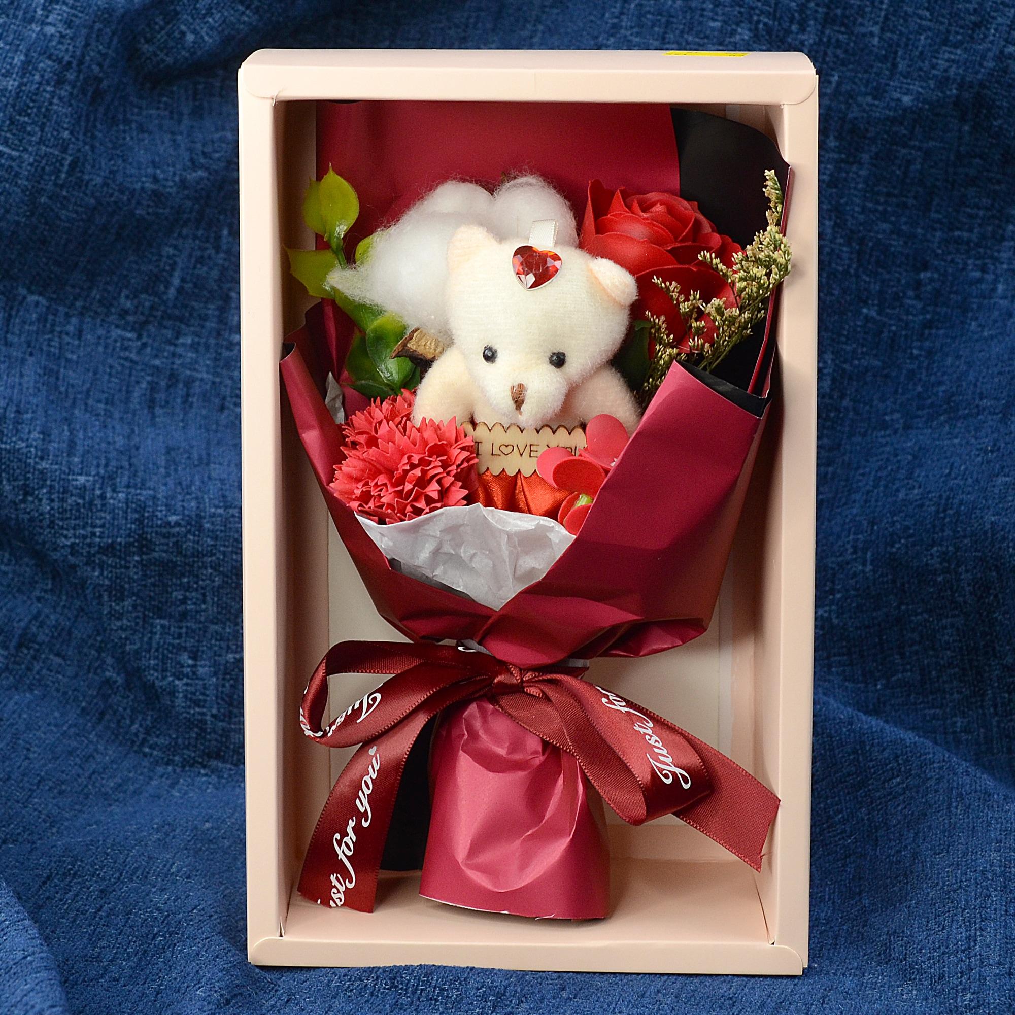 Teddy Bouquet In a Box | Artificial Flowers