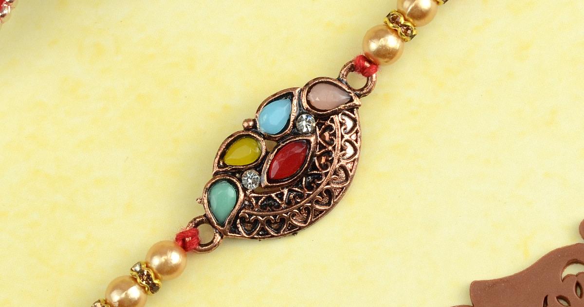 Multi Stone Rakhi | Designer Rakhi