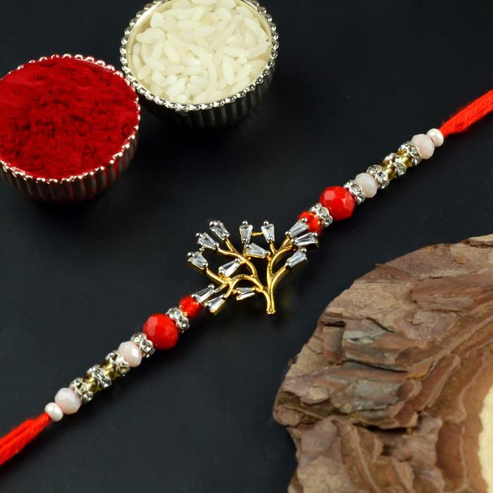 Round Crystal Shield AD Rakhi | Stones Rakhi