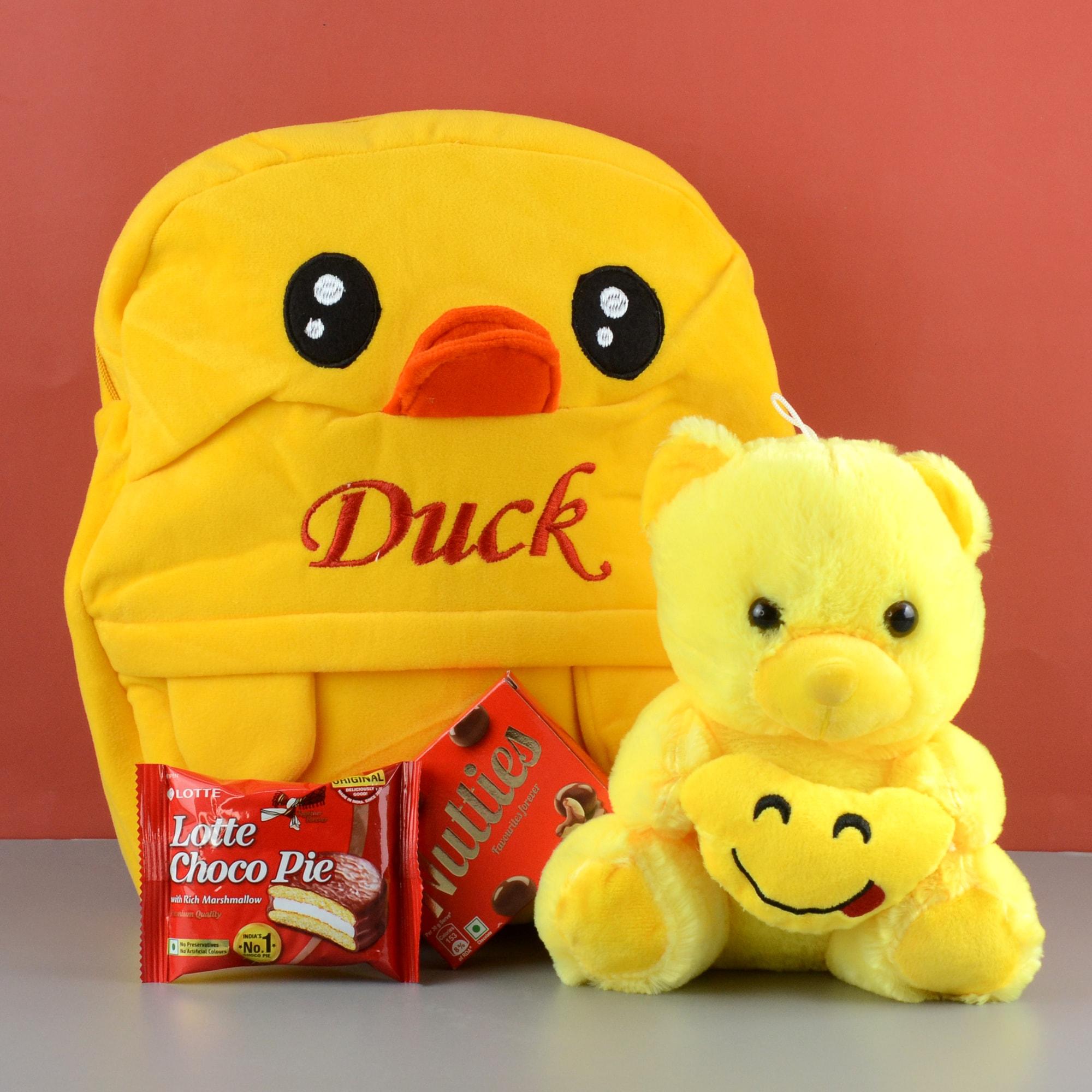 Smiley Teddy and Duck Bag Combo | Kids Gift Hampers