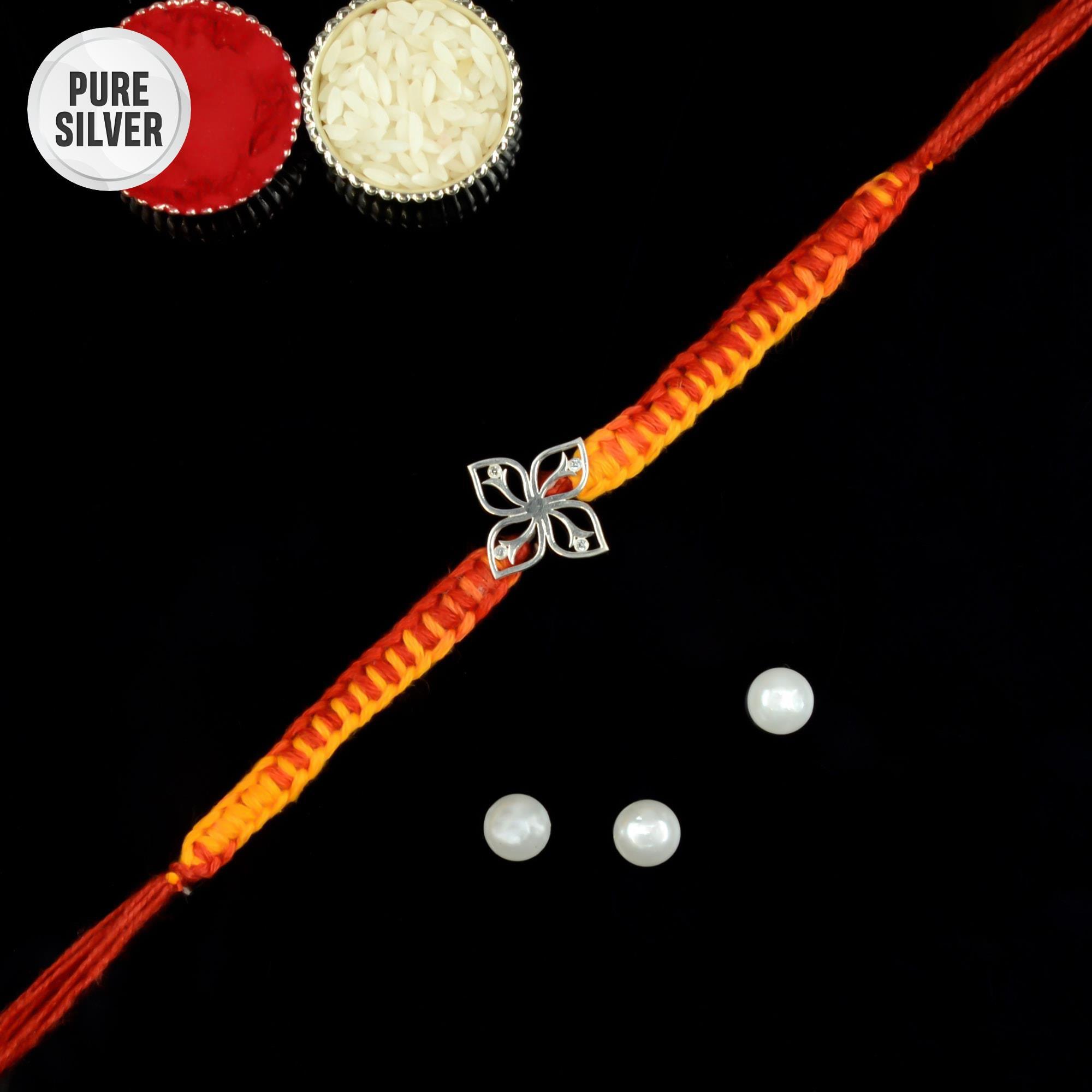 Pure Silver Flower Rakhi | Designer Rakhi