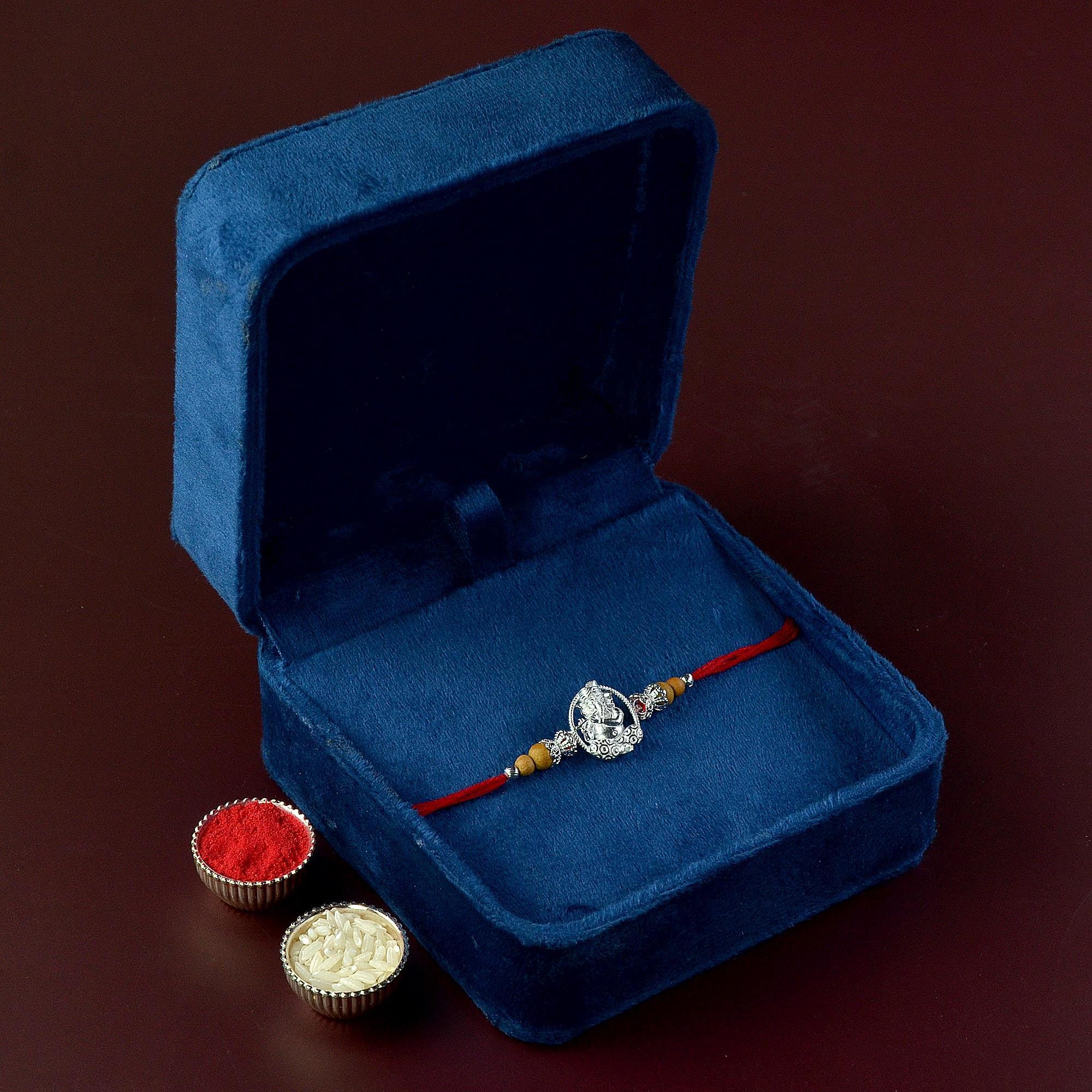 Pure Silver Mini Ganesh Rakhi | Ganesh Rakhis