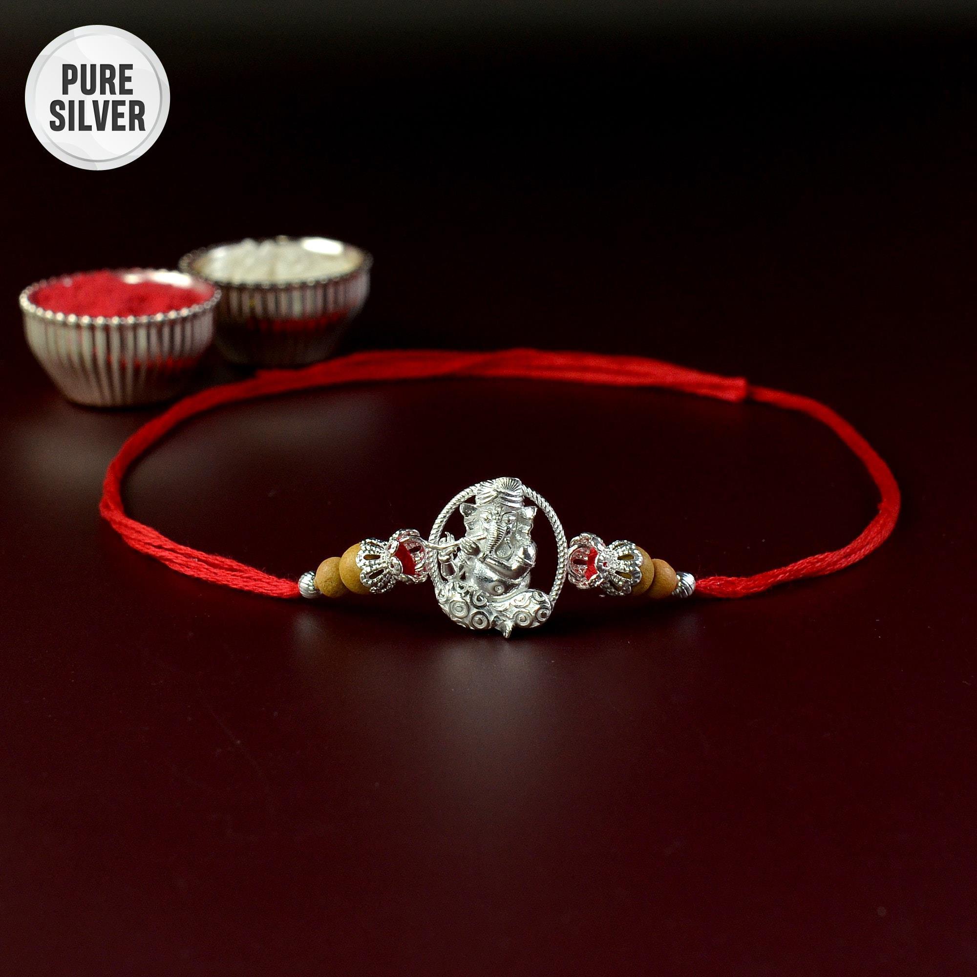 Pure Silver Mini Ganesh Rakhi | Ganesh Rakhis