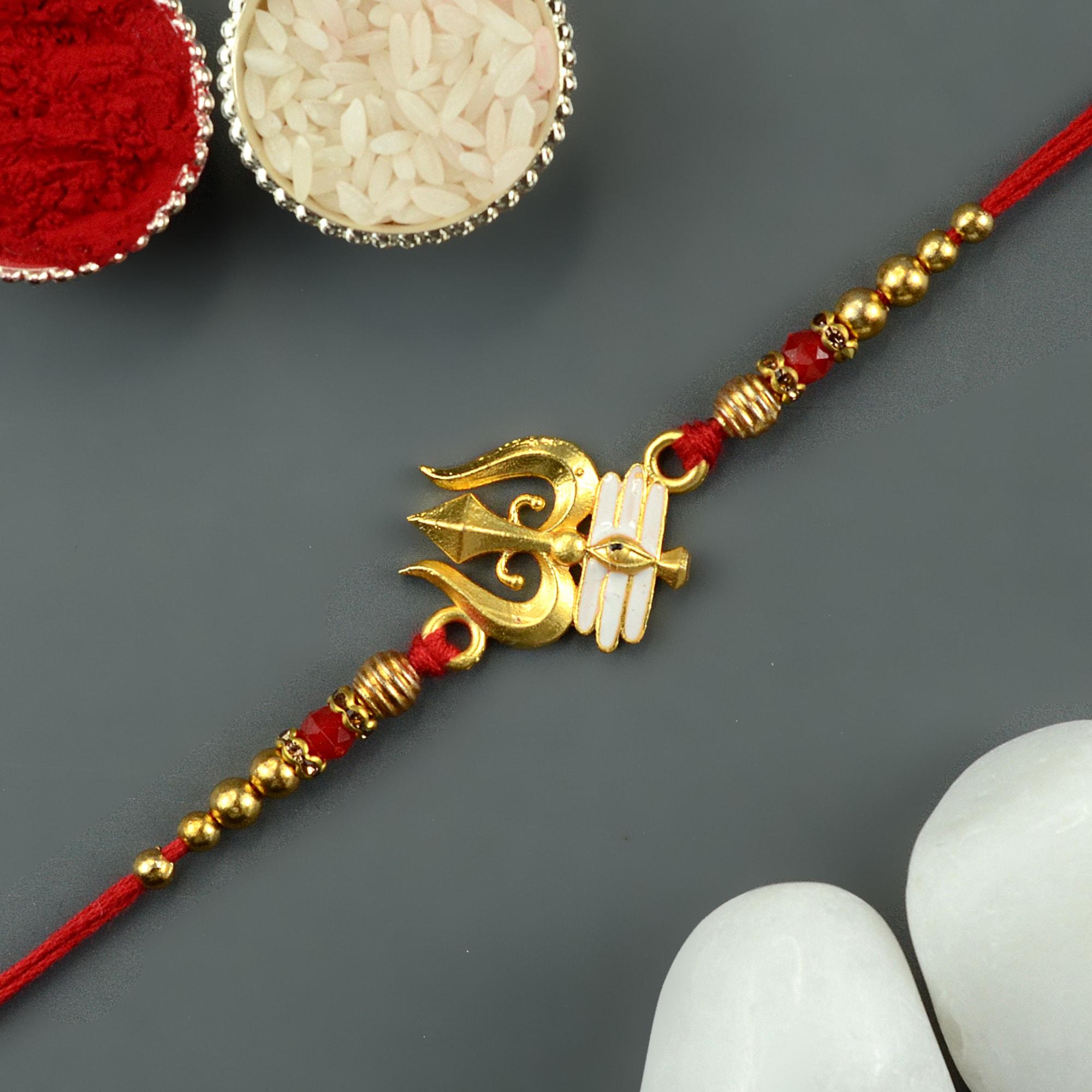 Golden Trident Shivji Rakhi | Divine Rakhi