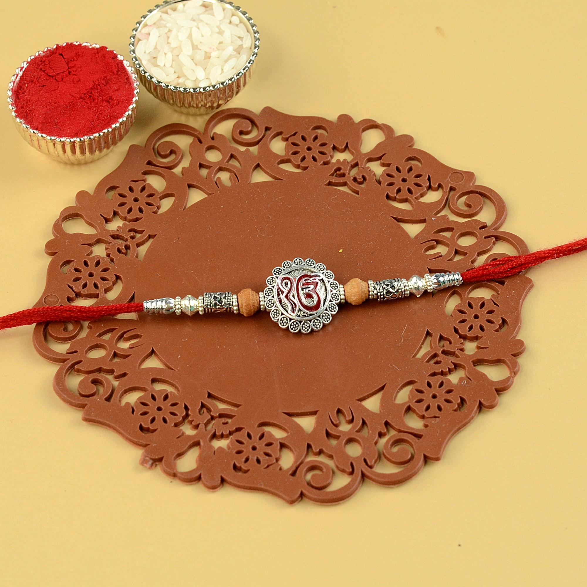 Ik Onkar White Metal Rakhi | Divine Rakhi
