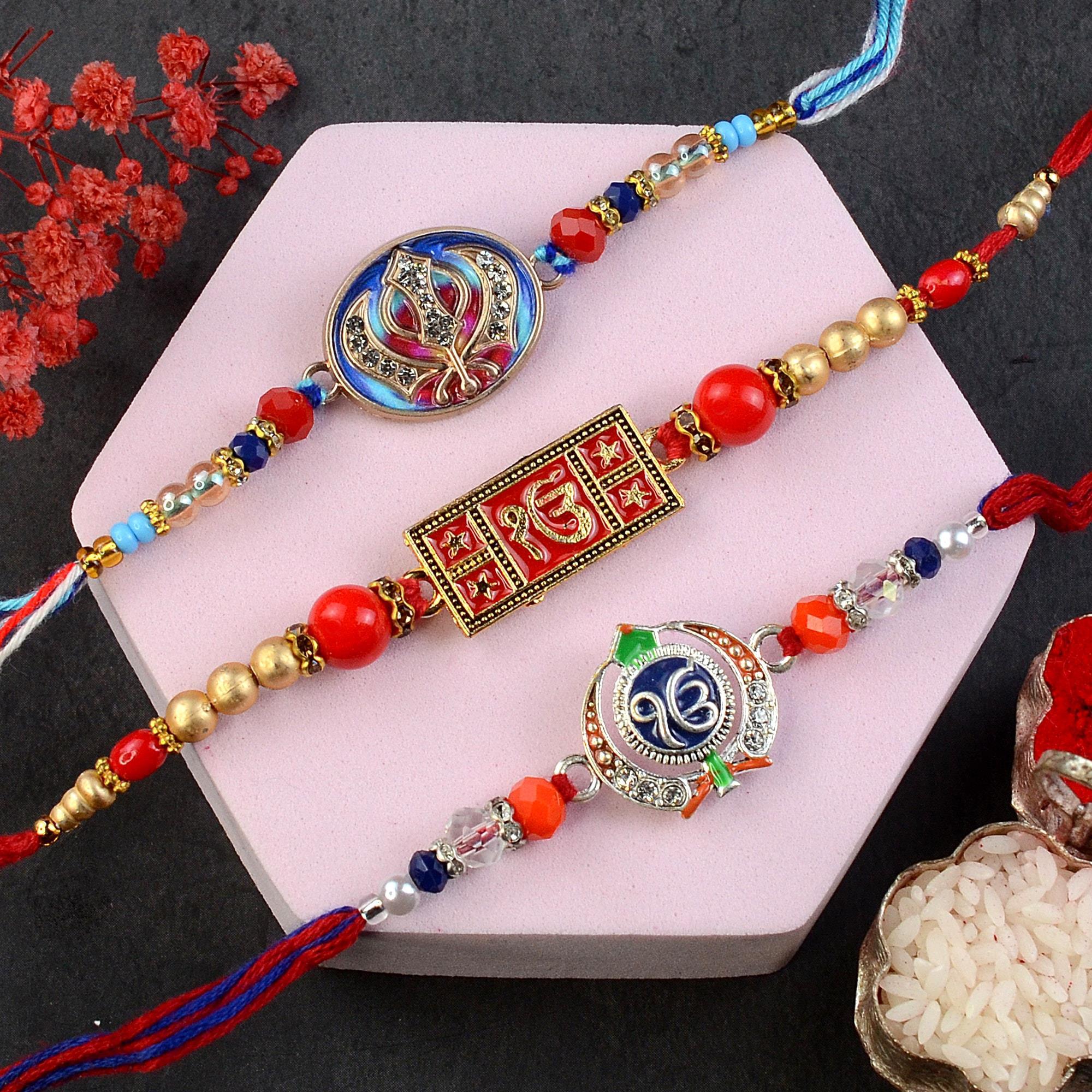Ik Onkar Khanda Rakhi Set | Set of 3 Rakhis