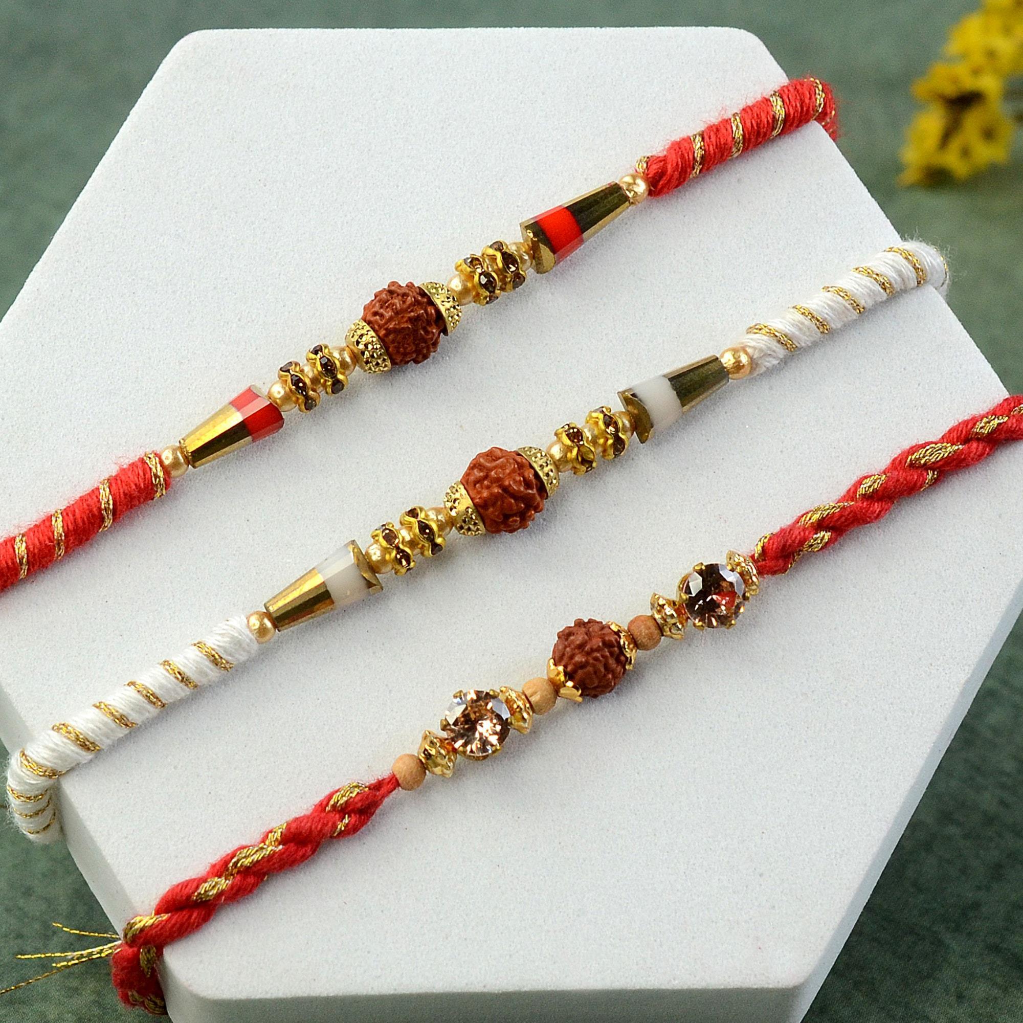 One Rudraksh Rakhi Set | Set of 3 Rakhis