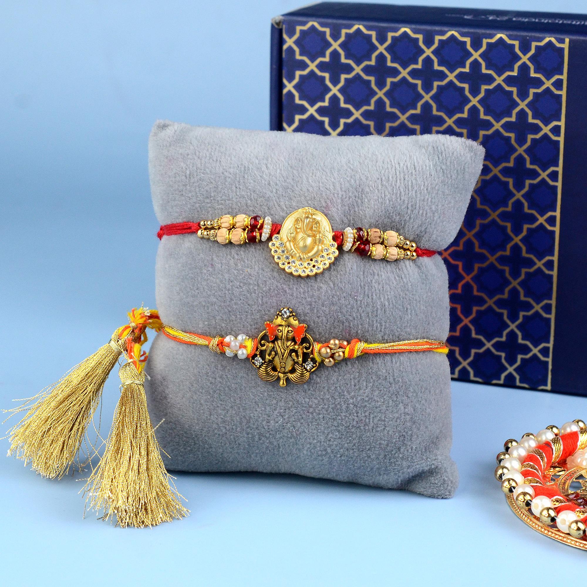 Premium Ganesh Rakhi Set | Set of 2 Rakhis