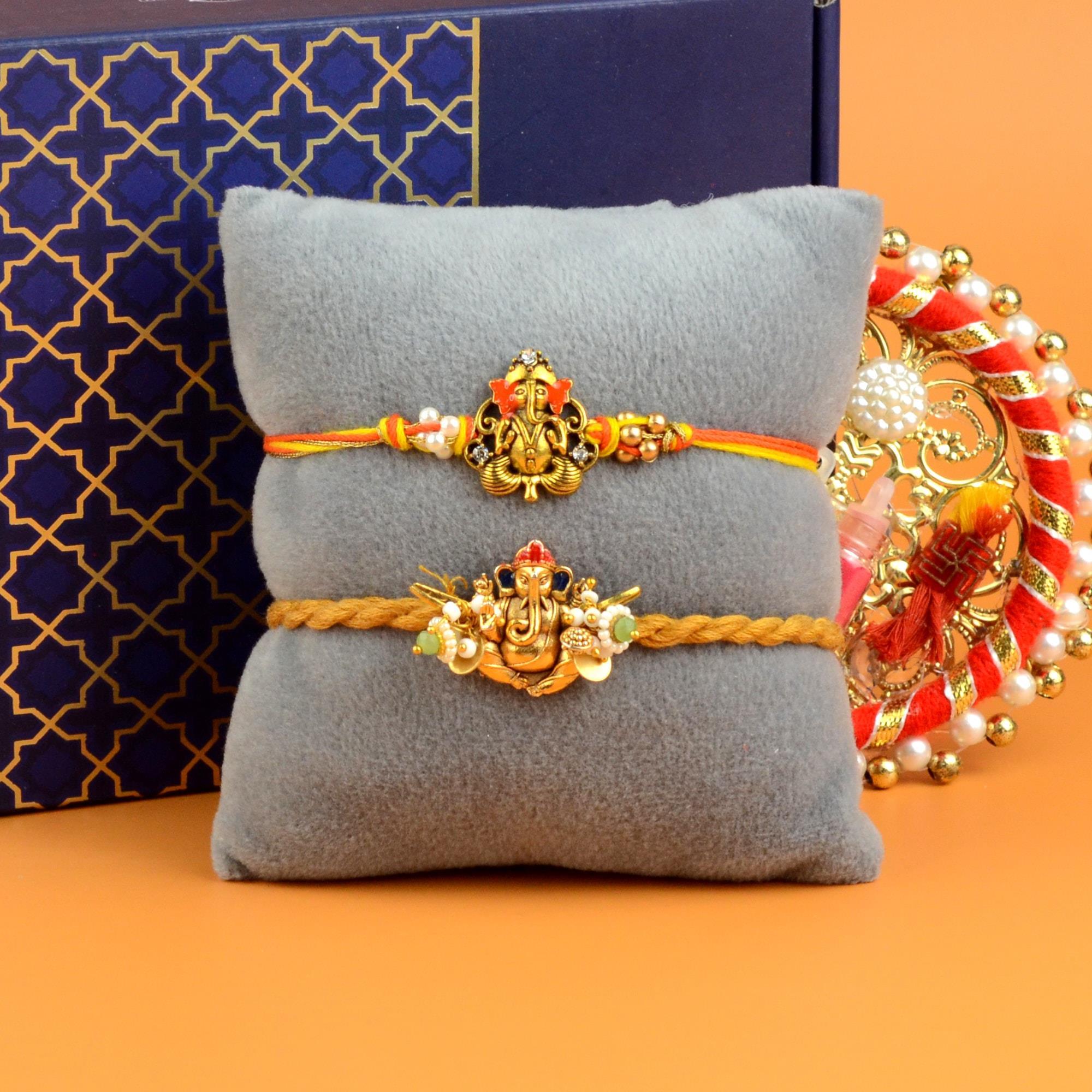 Premium Ganesh Rakhi Set | Set of 2 Rakhis
