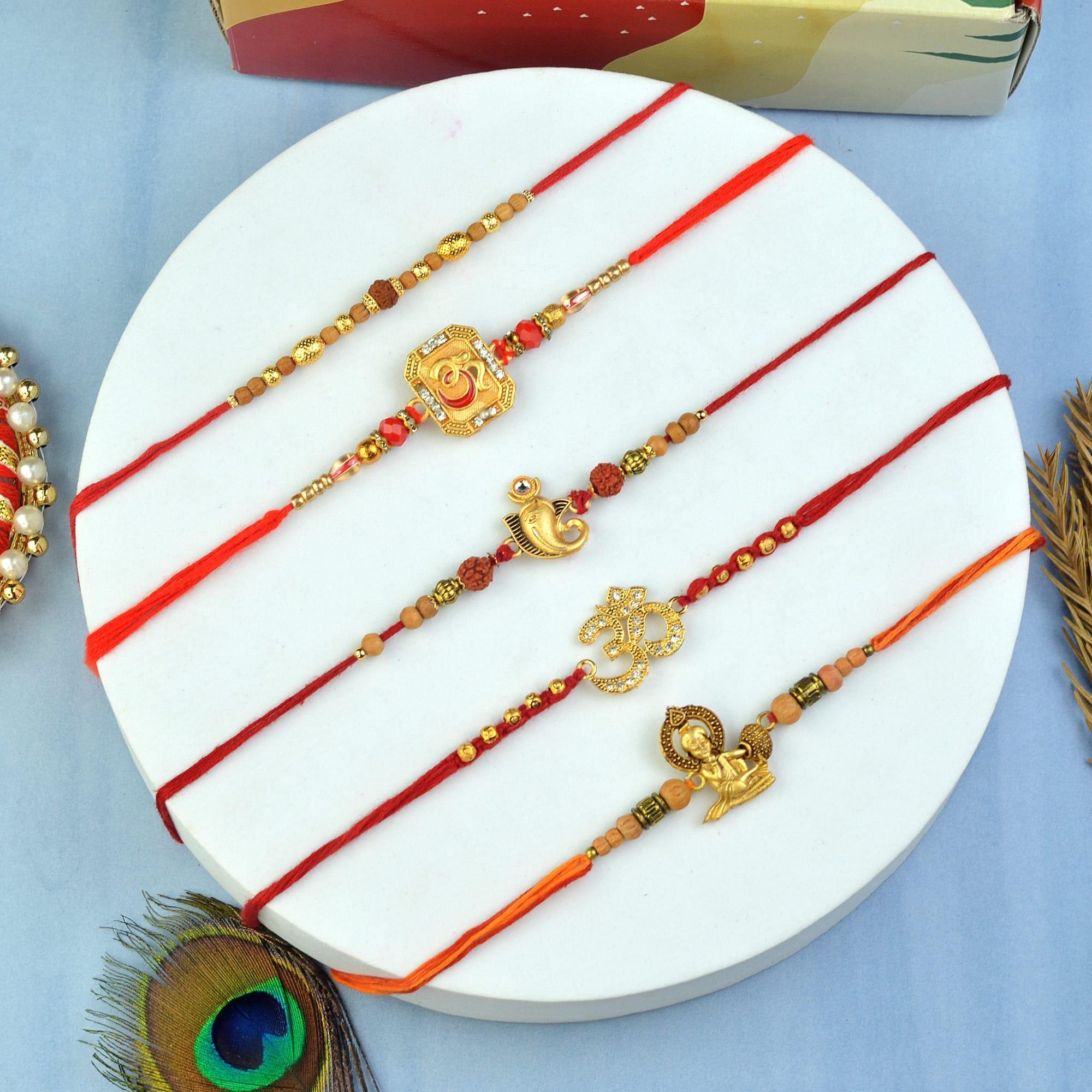 Divinity in Gold Rakhi Set | Set of 5 Rakhis