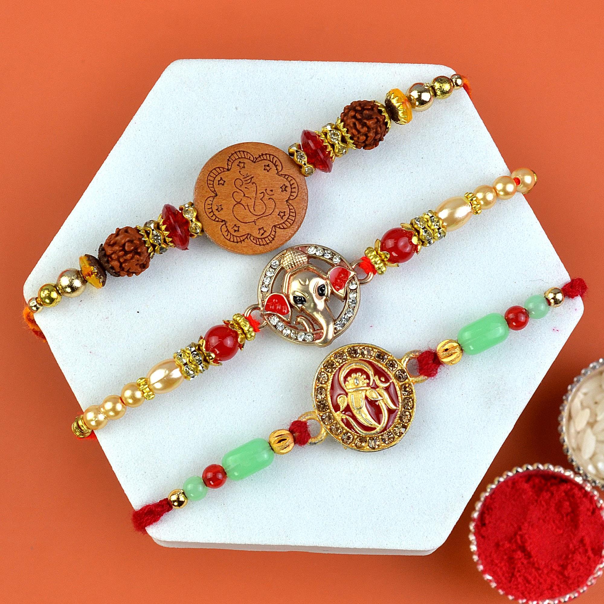Uniquely Ganesh Rakhi Set | Set of 3 Rakhis