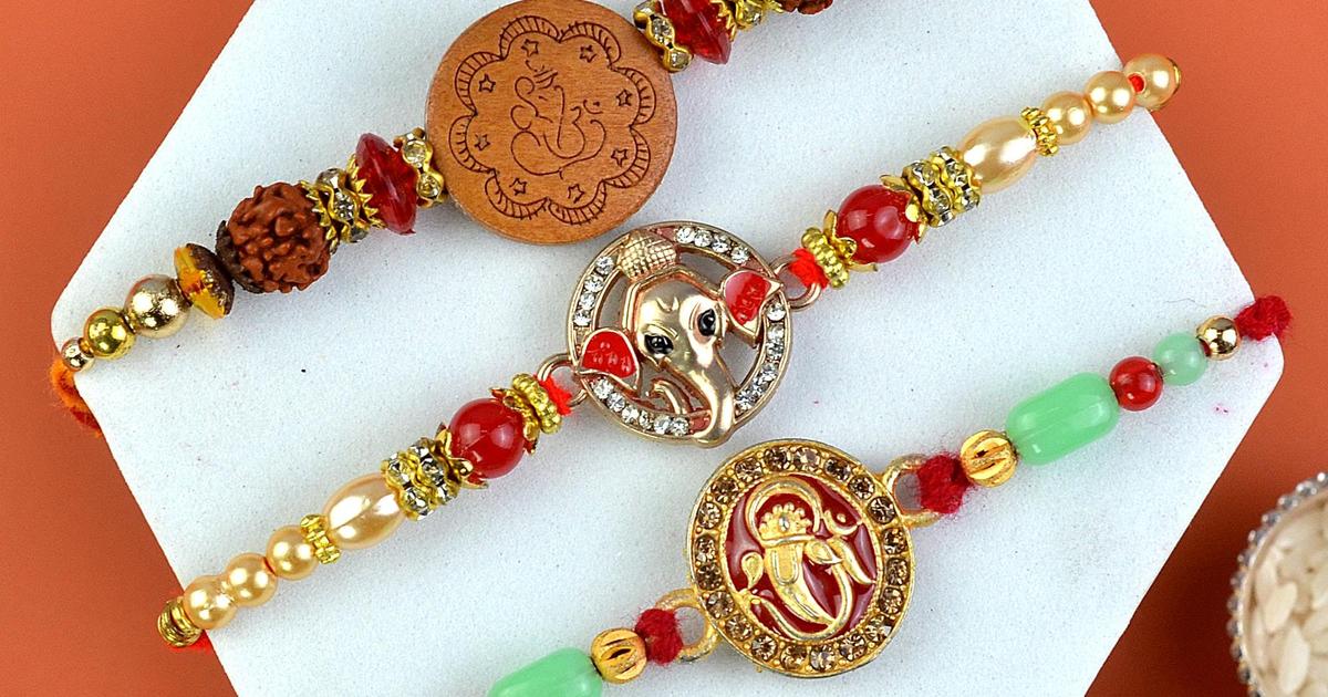 Uniquely Ganesh Rakhi Set | Set of 3 Rakhis