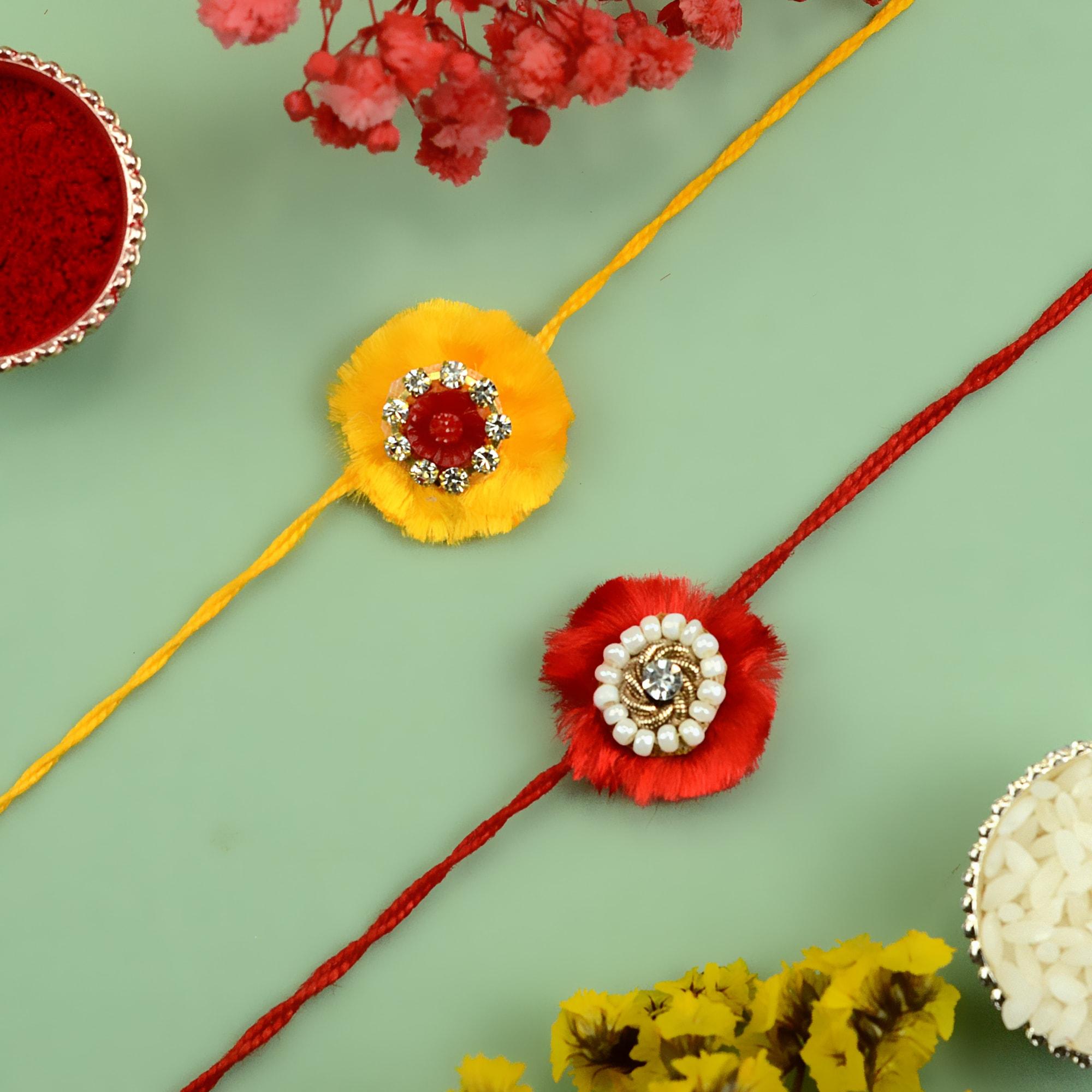 Threaded Flower Rakhi Set | Set of 2 Rakhis