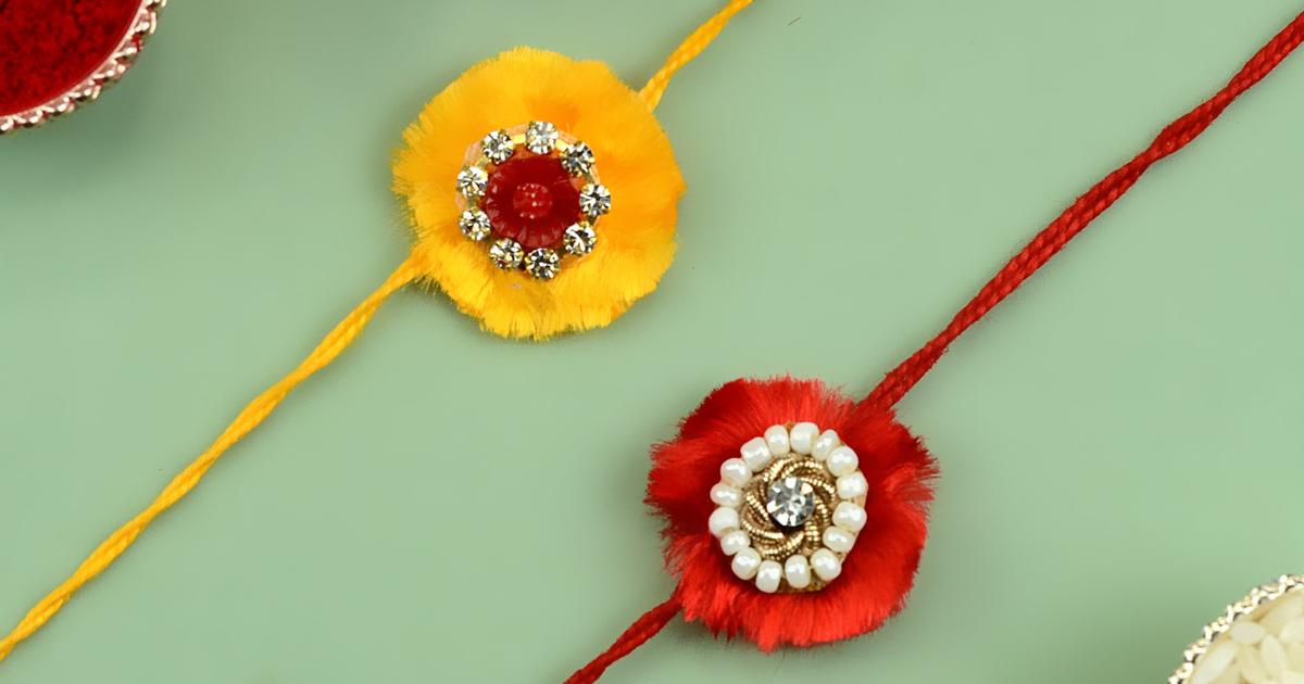 Threaded Flower Rakhi Set | Set of 2 Rakhis