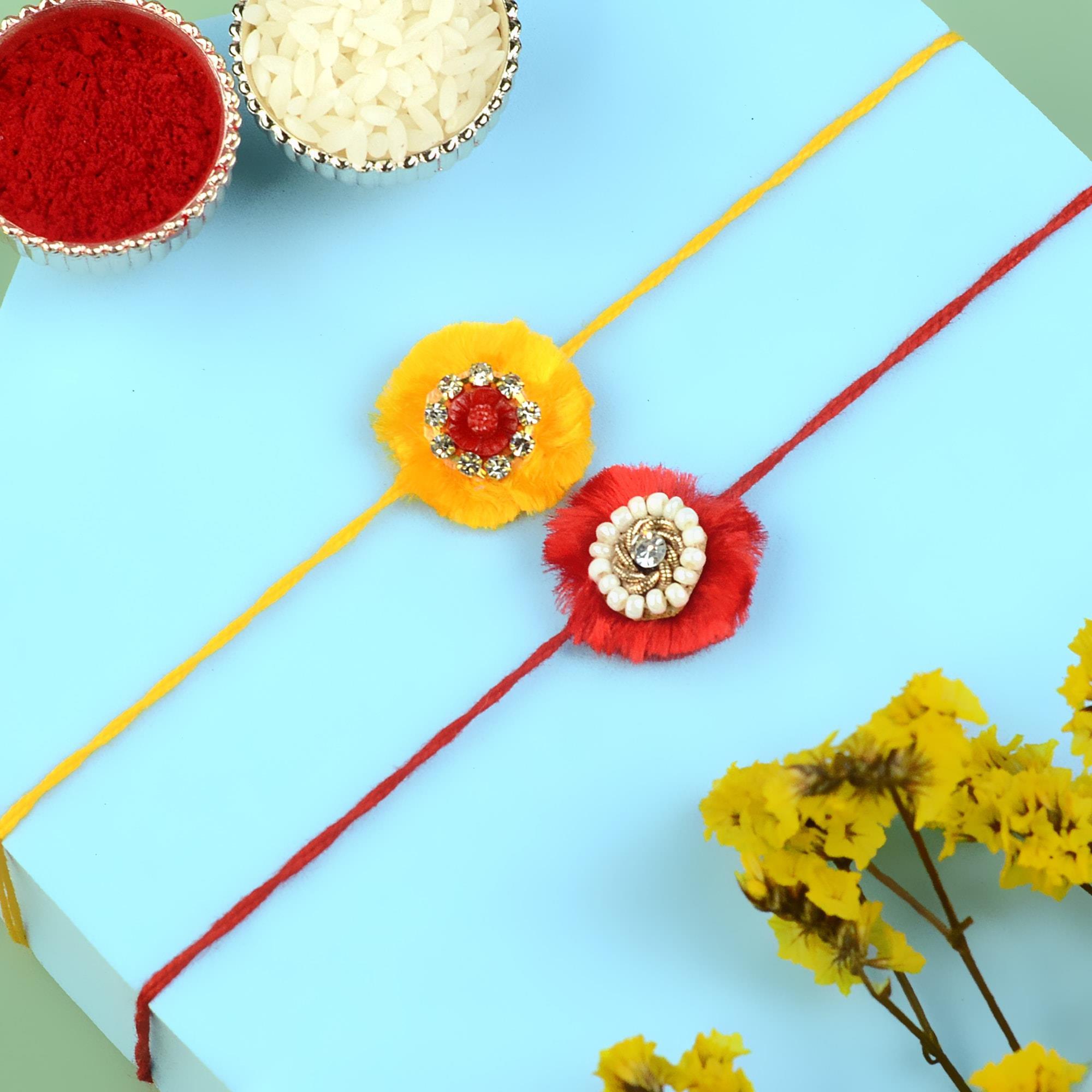 Threaded Flower Rakhi Set | Set of 2 Rakhis
