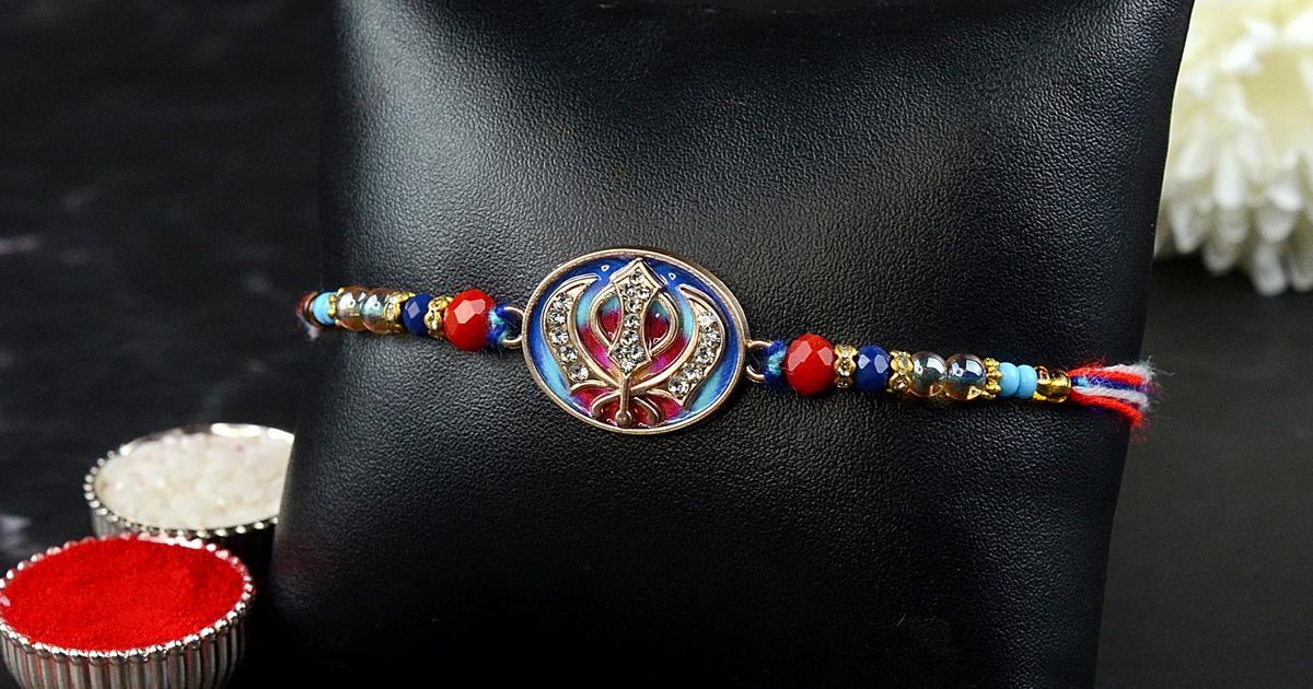 Khanda Color in Oval Rakhi | Divine Rakhi