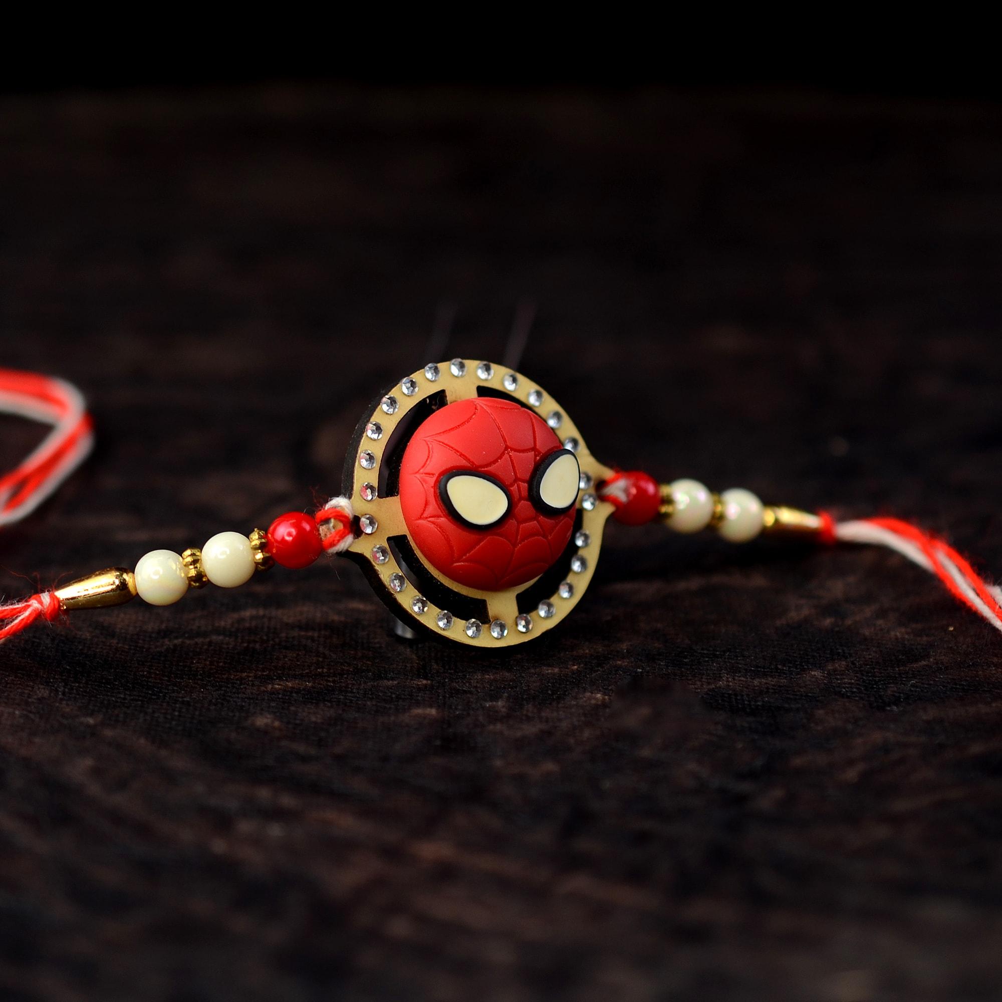 Spiderman Mask on Cutout Kids Rakhi | Superhero Rakhi