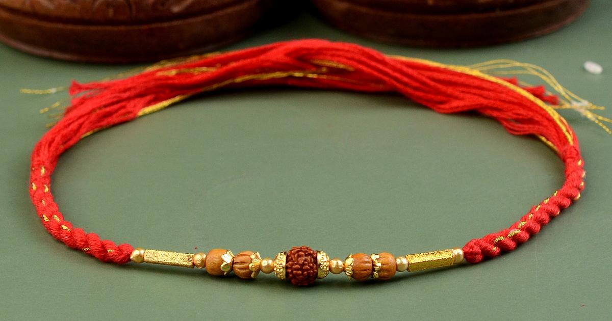 Solo Rudraksh Red Dori Rakhi | Rudraksh Rakhi
