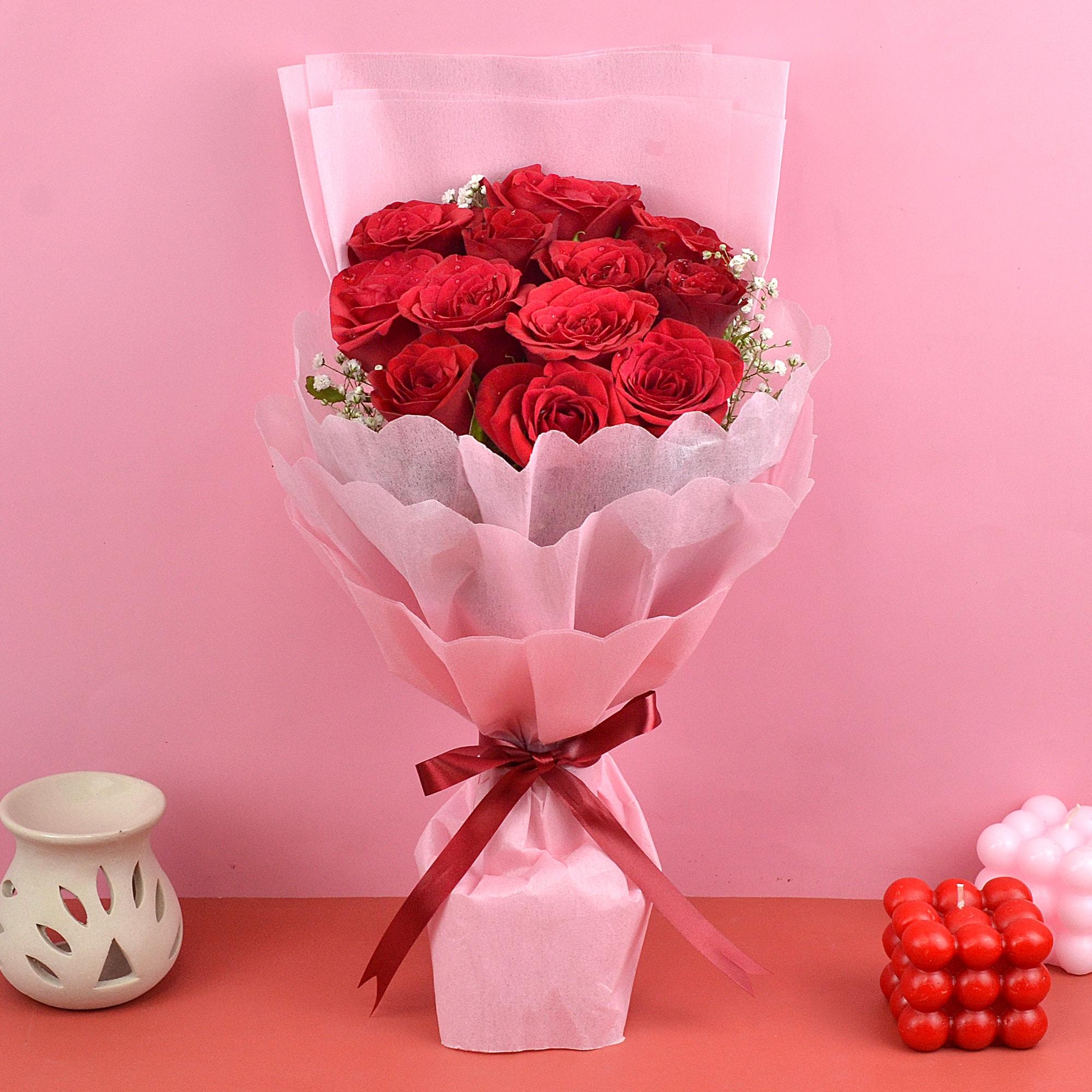 Radiant Red Rose Bouquet | Roses to India